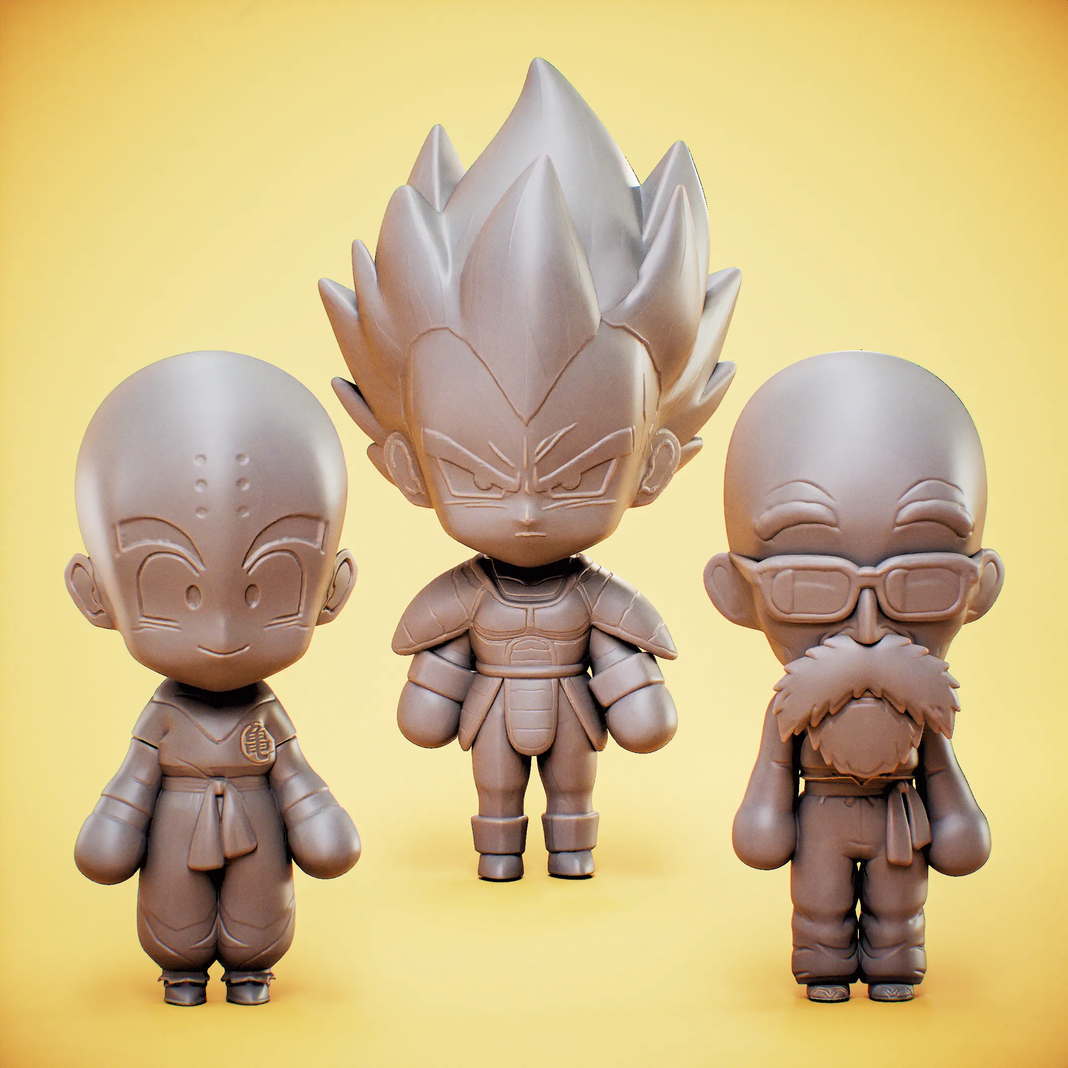 Characters & Creatures STL Download - Vegeta Krillin y Master Roshi ...