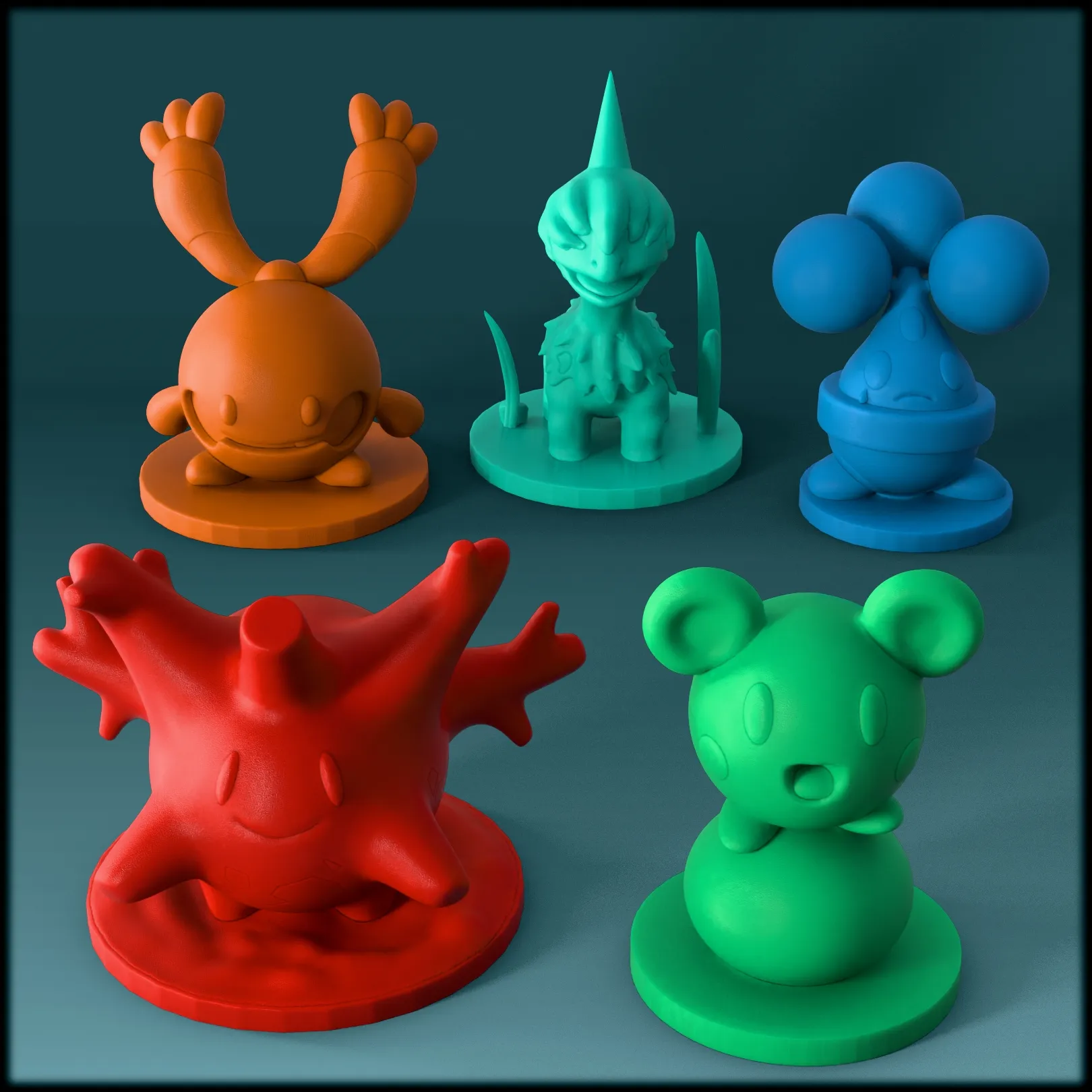 3D Printer Files | 3MF File | Pack of 5 Pokemon Miniatures | Creality Cloud