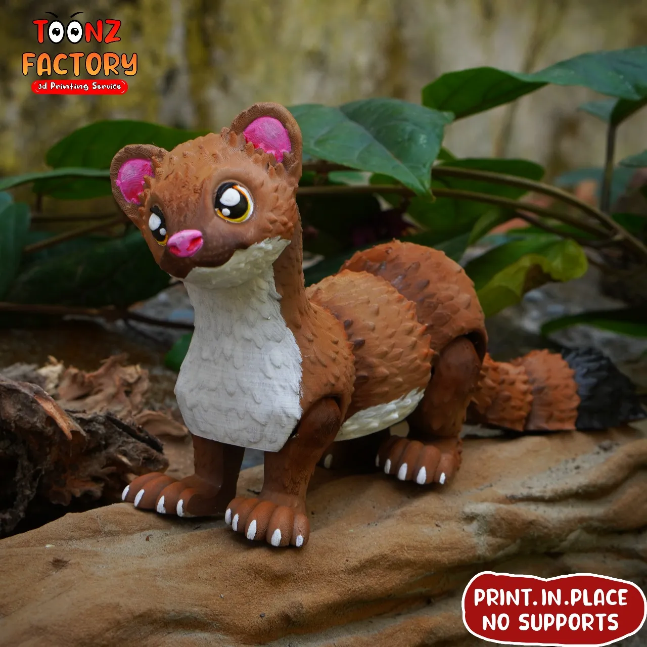 Other STL Descarga - PRINT IN PLACE CUTE FLEXI WEASEL - ToonzFactory