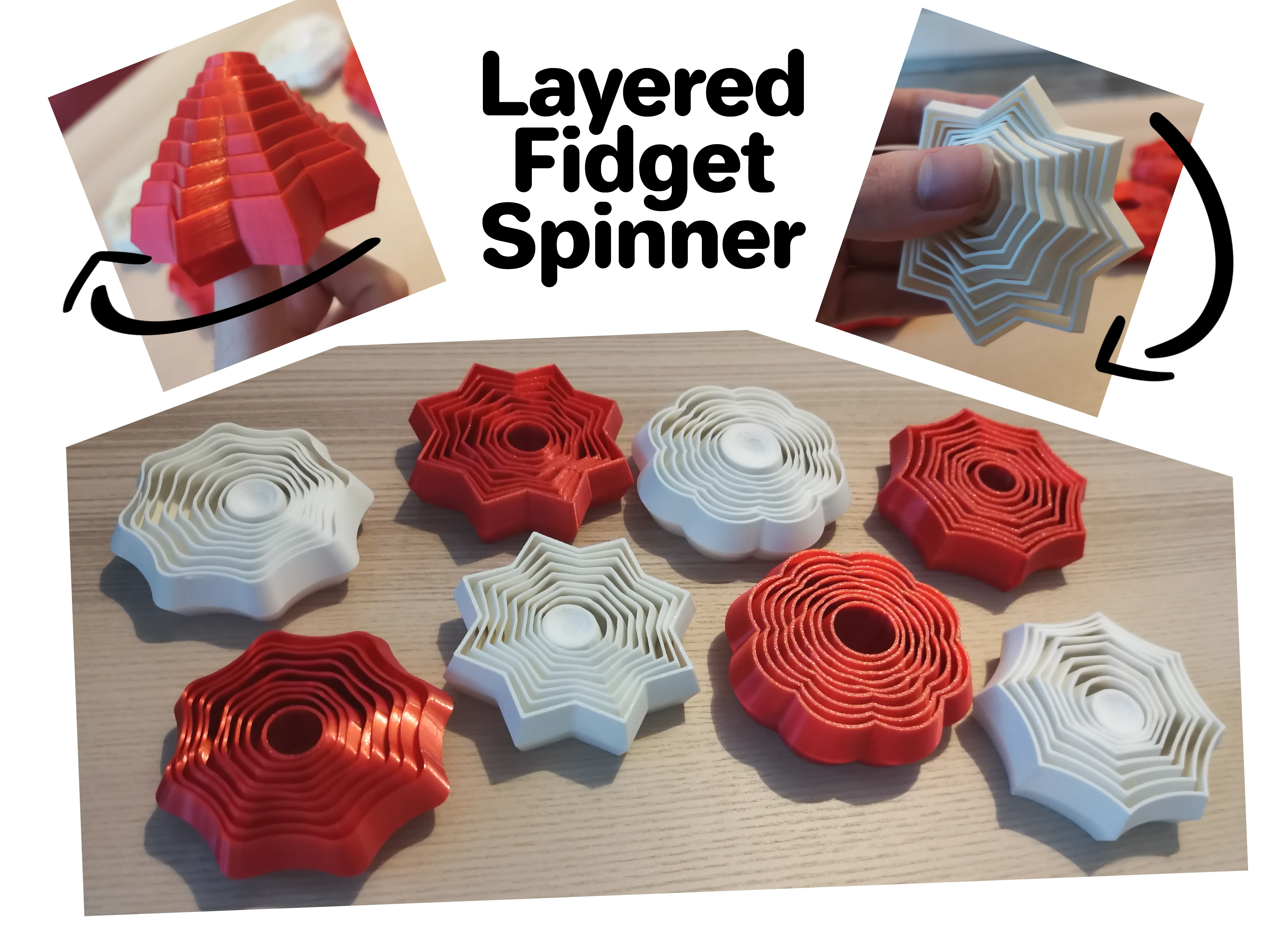 3D Printer Files | 3MF File | Layered Fidget Spinner Collection (8 ...