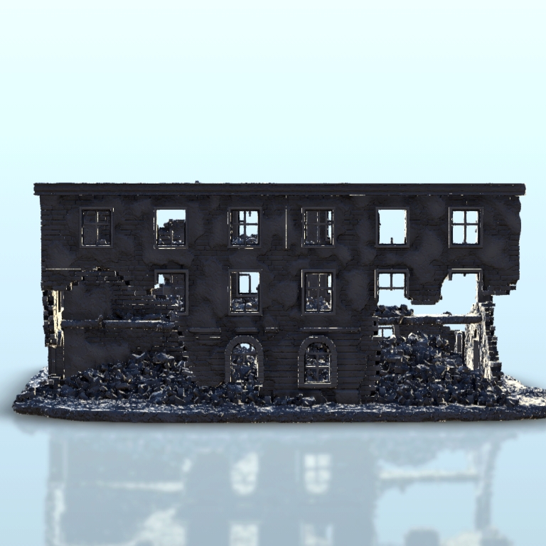 Large urban building in ruins 22 - WW2 Terrain scenery | 3D models ...