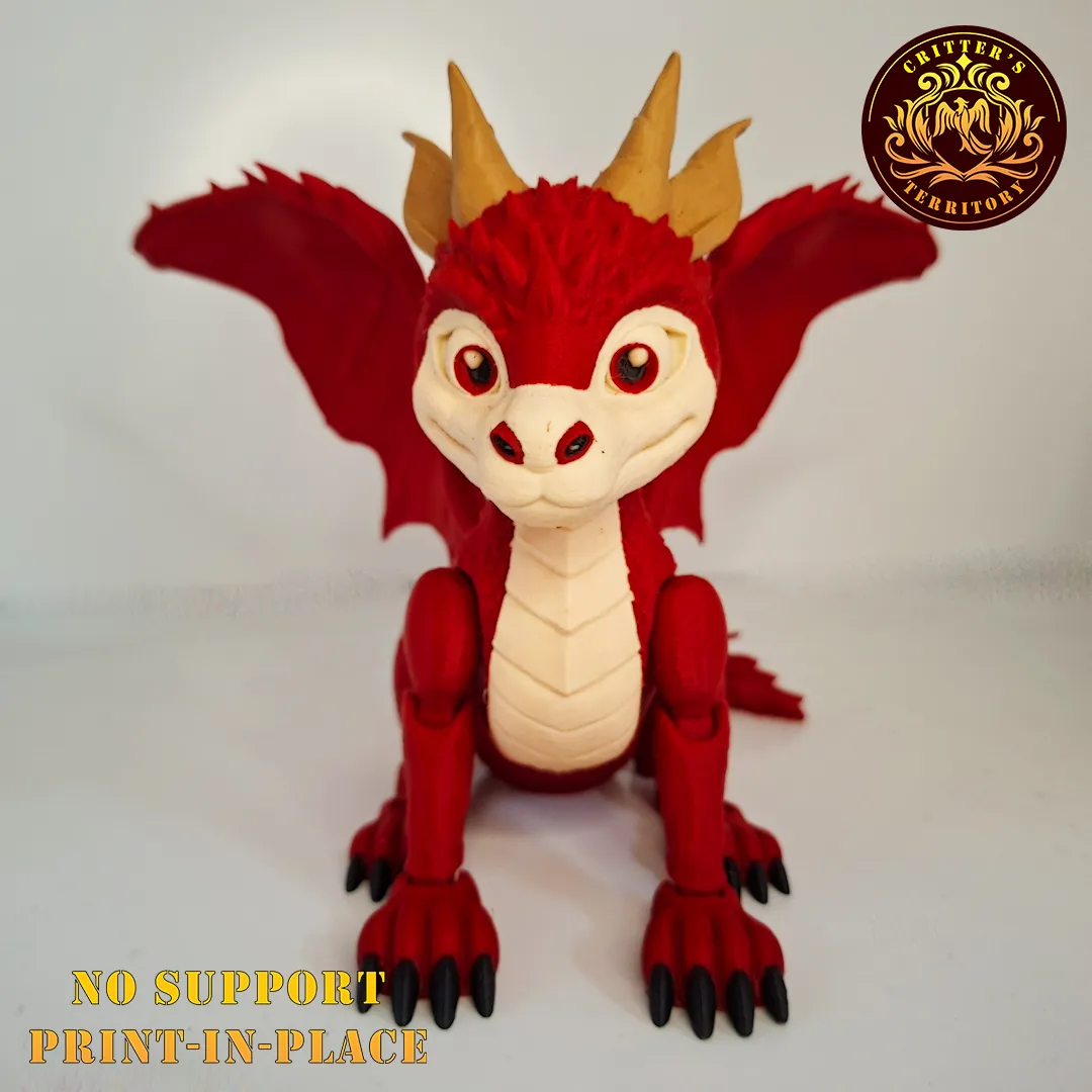 Characters & Creatures STL Download - FLEXI WINGED RED DRAGON | NO ...