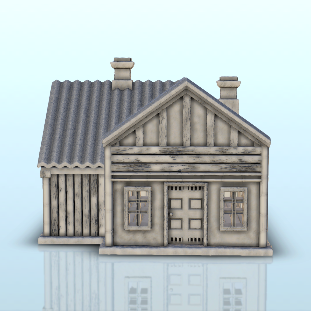 Stone and wood house with two chimneys - Terrain USSR WW2 | 3D models ...