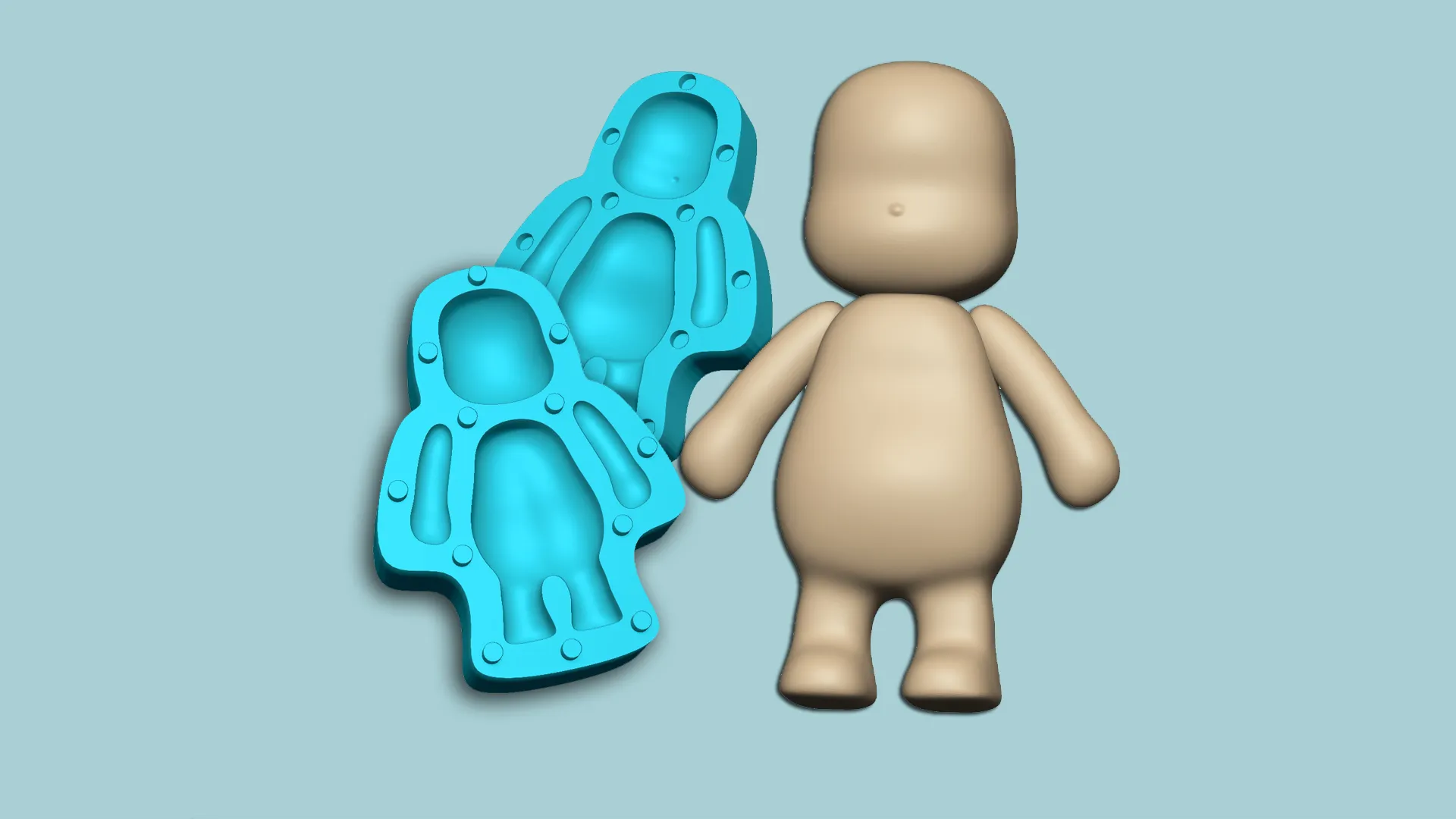 Characters & Creatures STL Download - Character Biscuit Mold A02 - Body ...