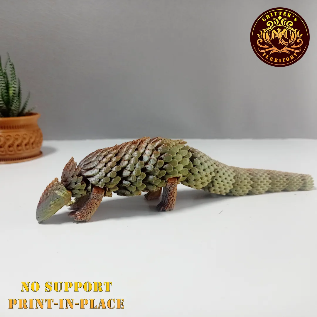 Characters & Creatures STL Descarga - Articulated print-in-place Cute Pangolin - Critters Territory