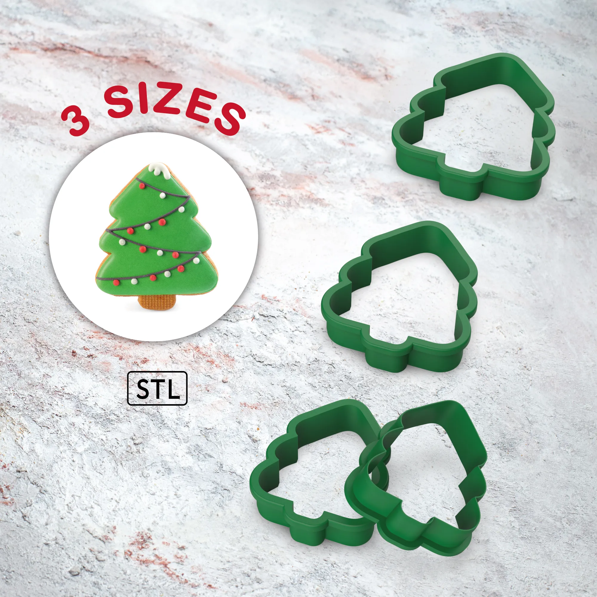 Tools & Spare Parts STL Download - Christmas Tree Cookie Cutter, 3 Size ...