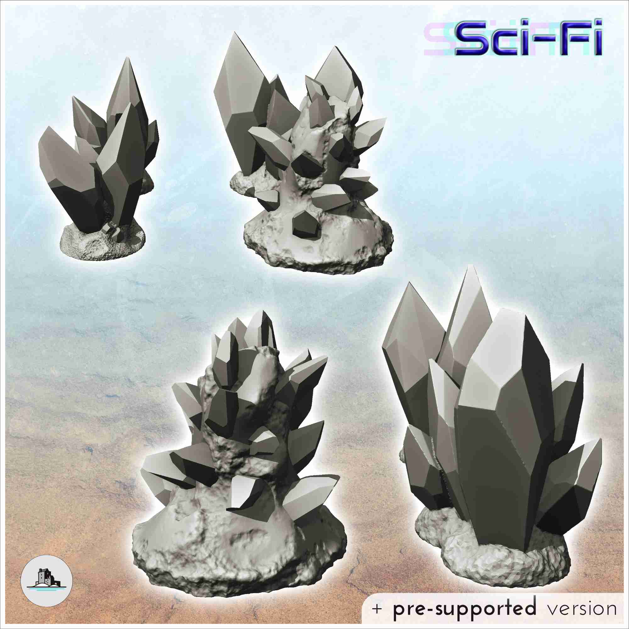 Set of four crystals and ores (4) - miniatures figure warham | 3D ...