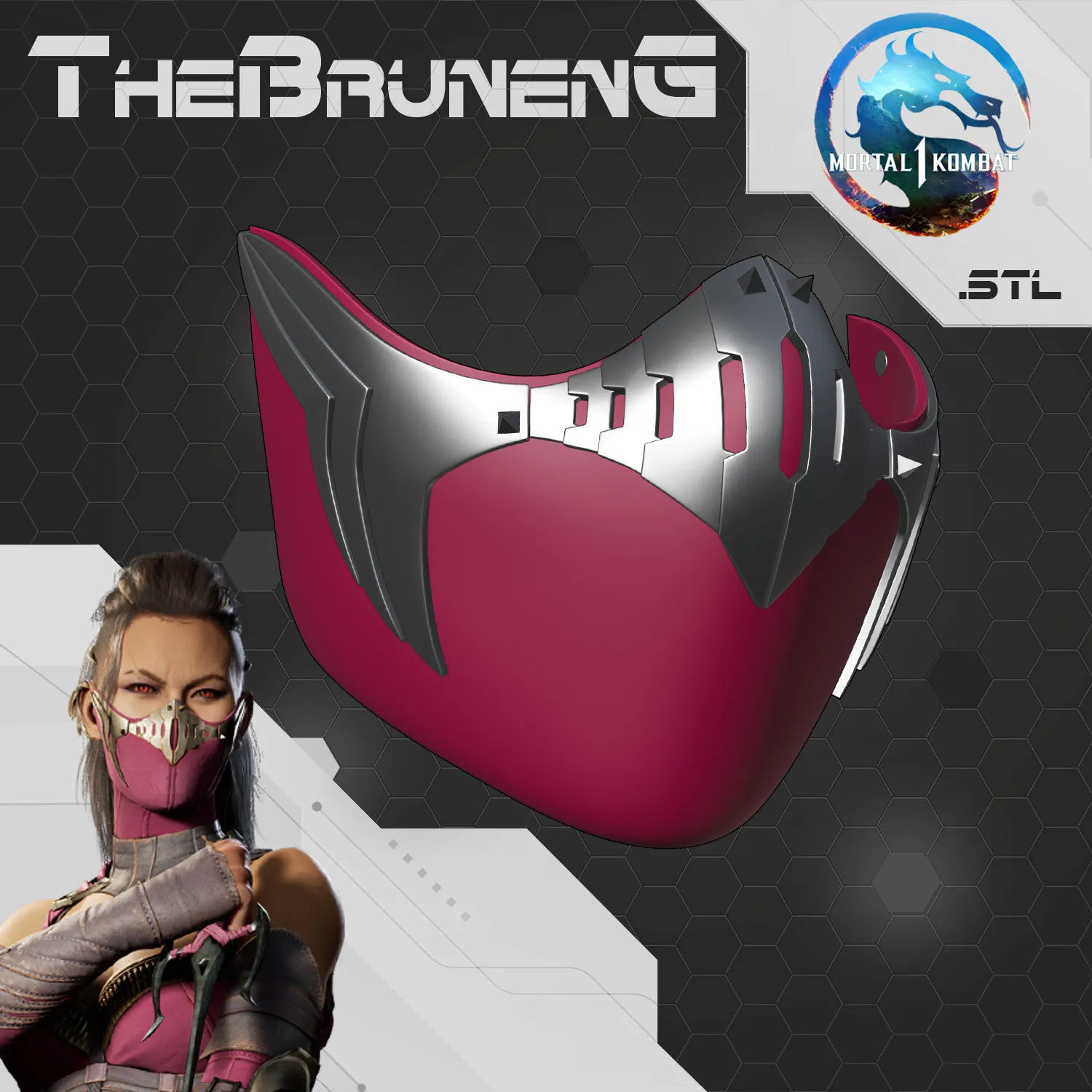 Cosplay STL Download - Mortal Kombat 1 MK12 Mileena cosplay maskby BrunenG