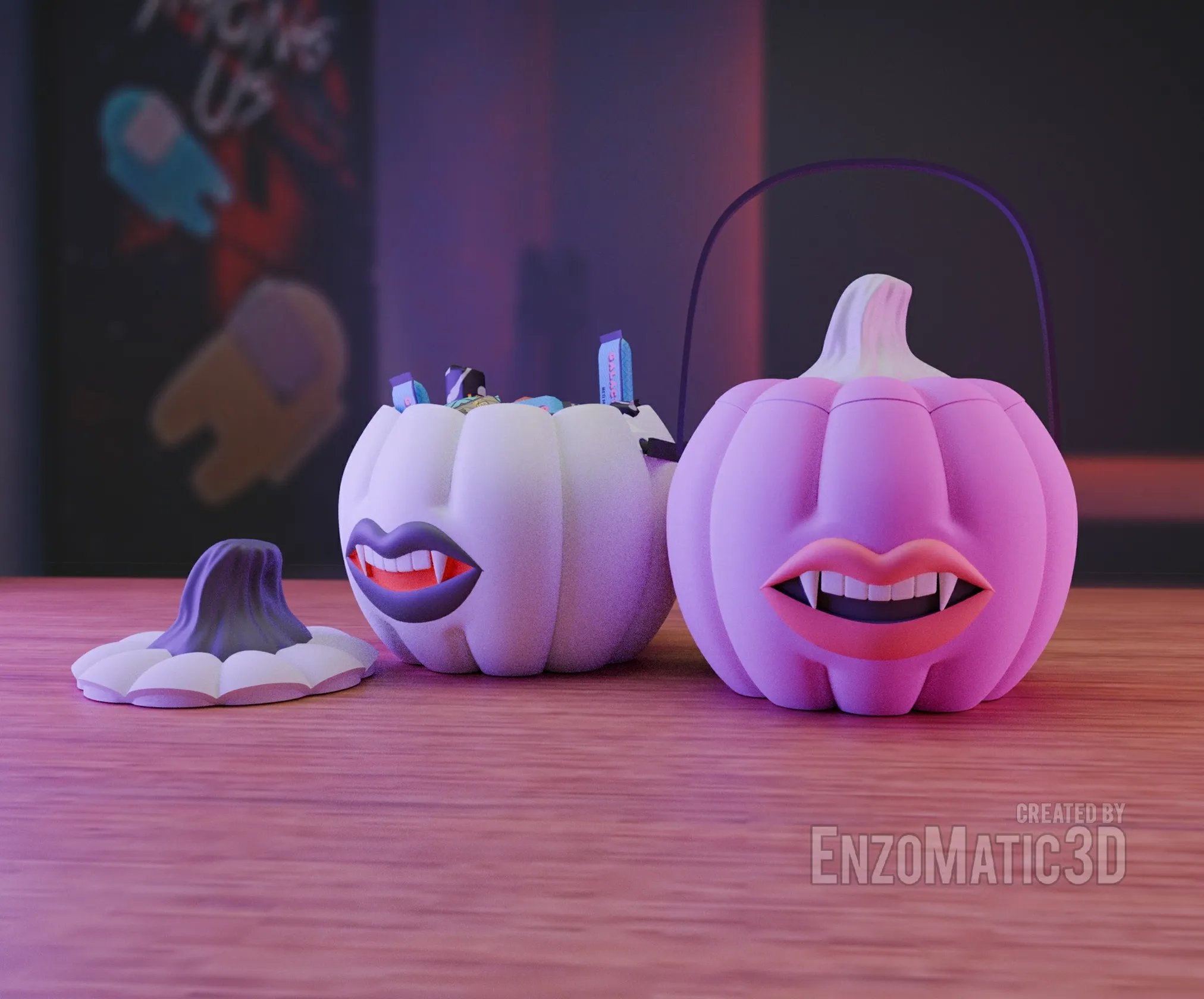 Other STL Download - Sexy vampire girl pumpkin Candy bucket Halloween ...