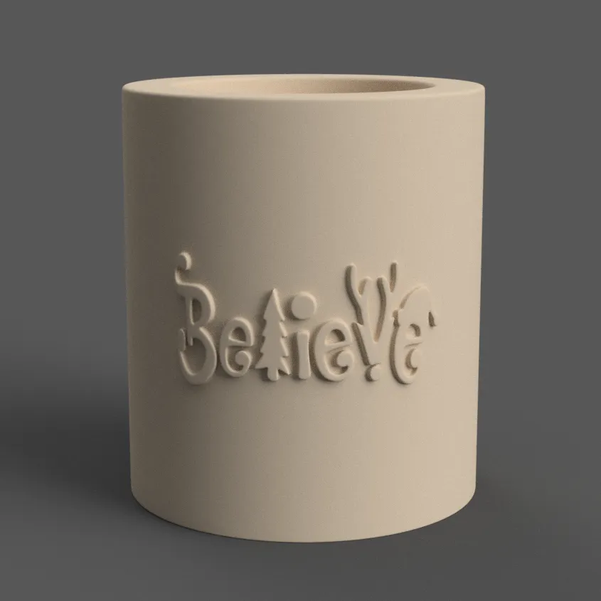 Lighting & Lamps STL Download - Christmas candle holder with believe ...