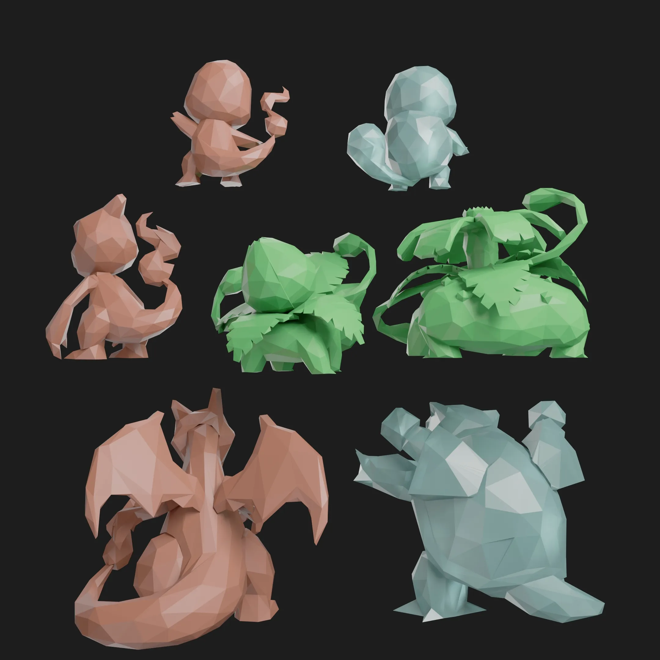 3D Printer Files | 3MF File | Pokemon Low Poly Collection - 7 Iconic ...