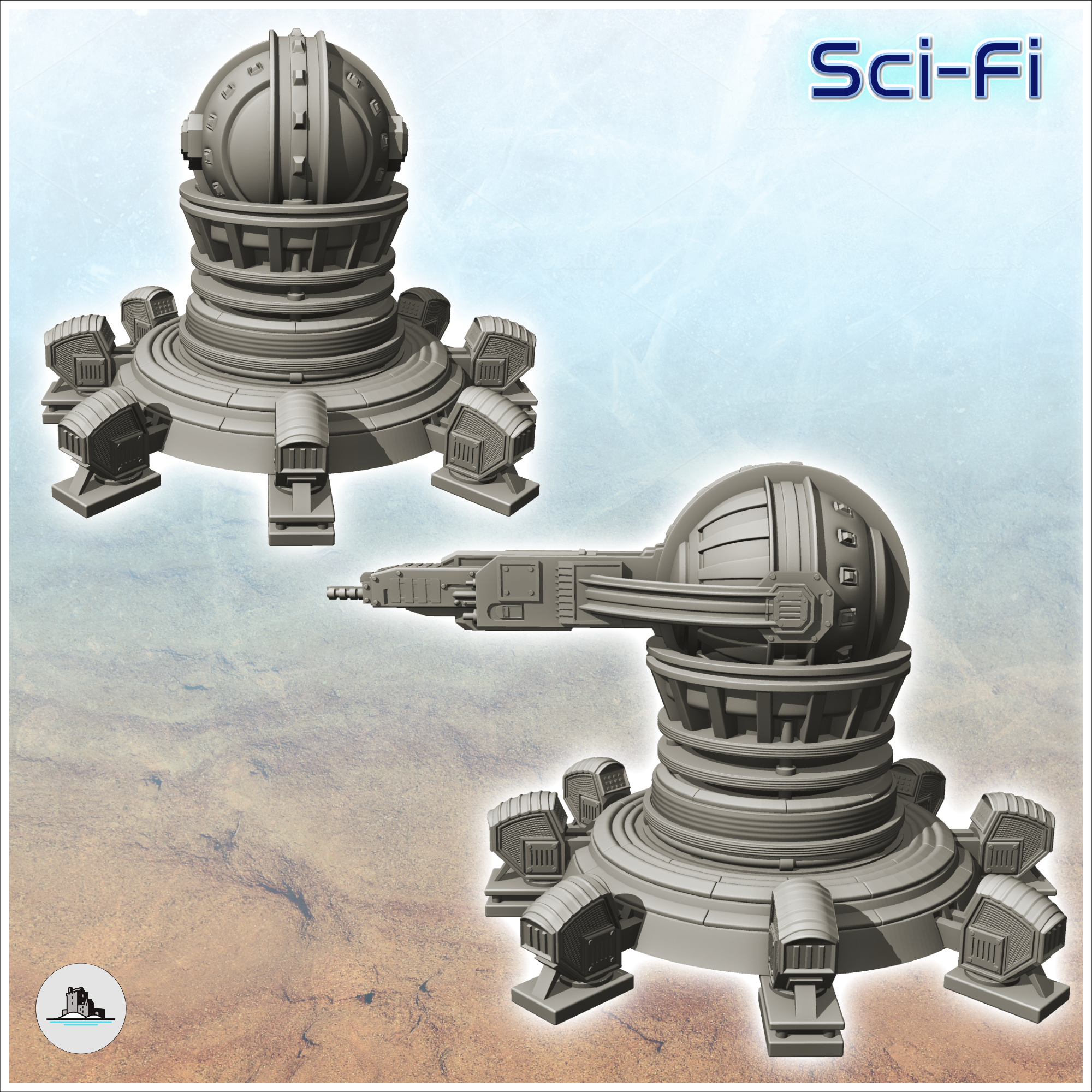 Laser cannon on platform - Terrain Scifi Science fiction SF | 3D models ...