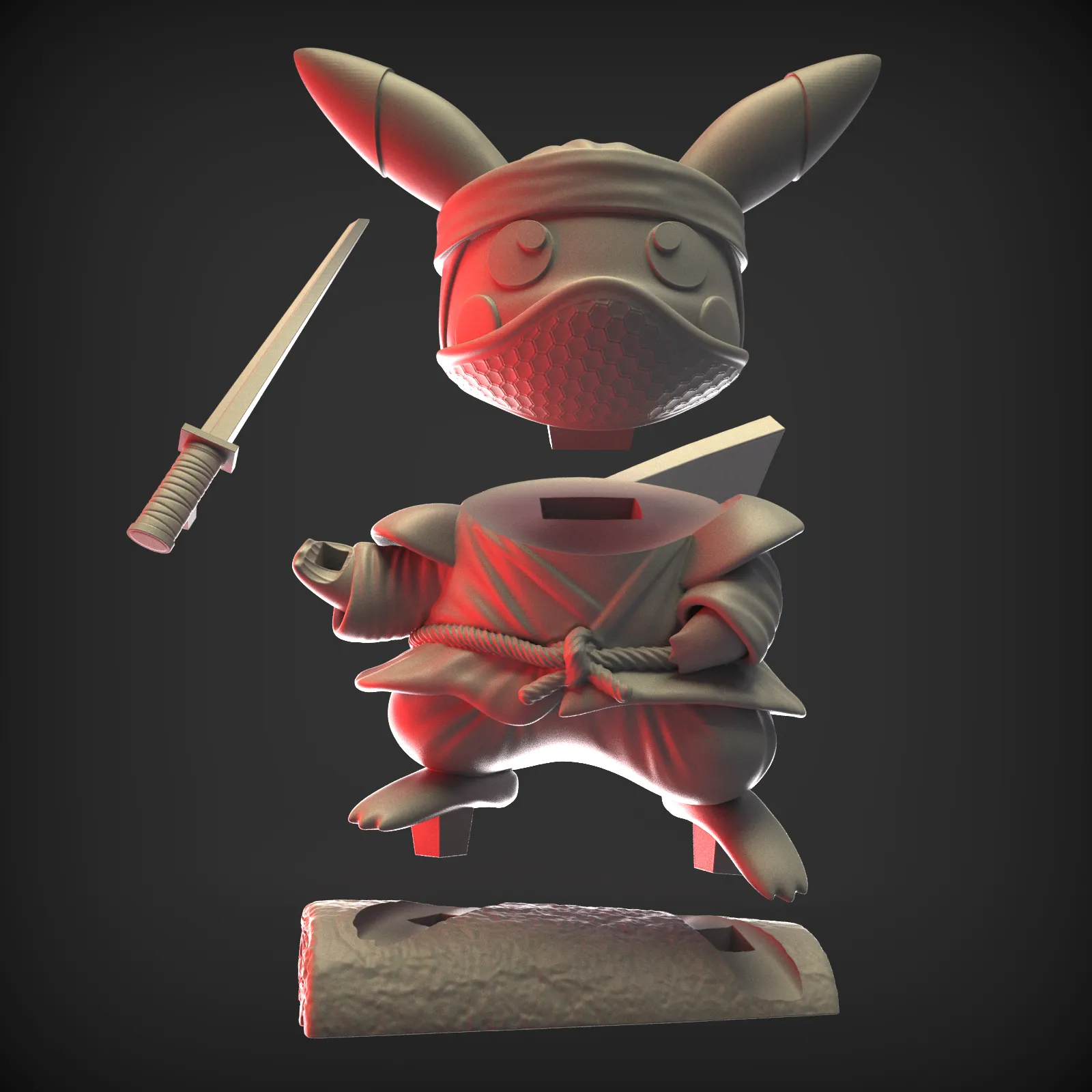 Characters & Creatures STL Download - PIKACHU NINJAby Portal_3D_Estudio
