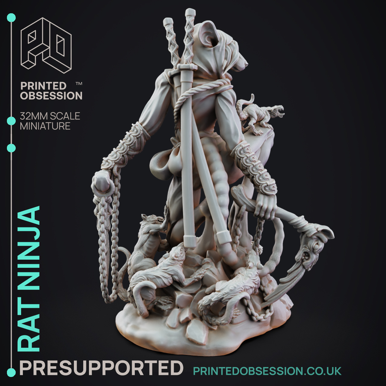 Rat Ninja - Assassin - PRESUPPORTED - 32mm D&D | 3D models download ...