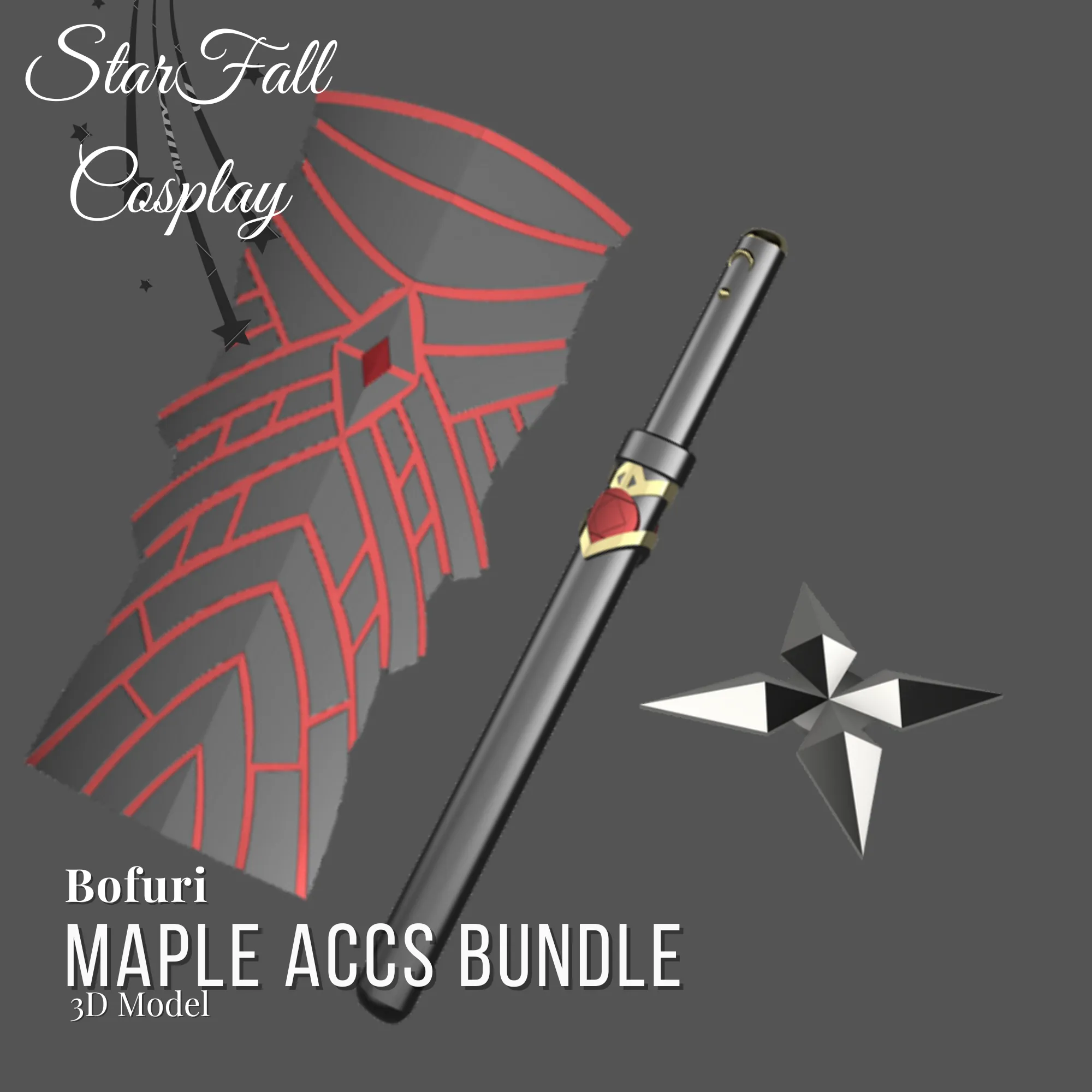 Cosplay STL Download - Maple Accessory Bundle 3D Models Bofuri ...