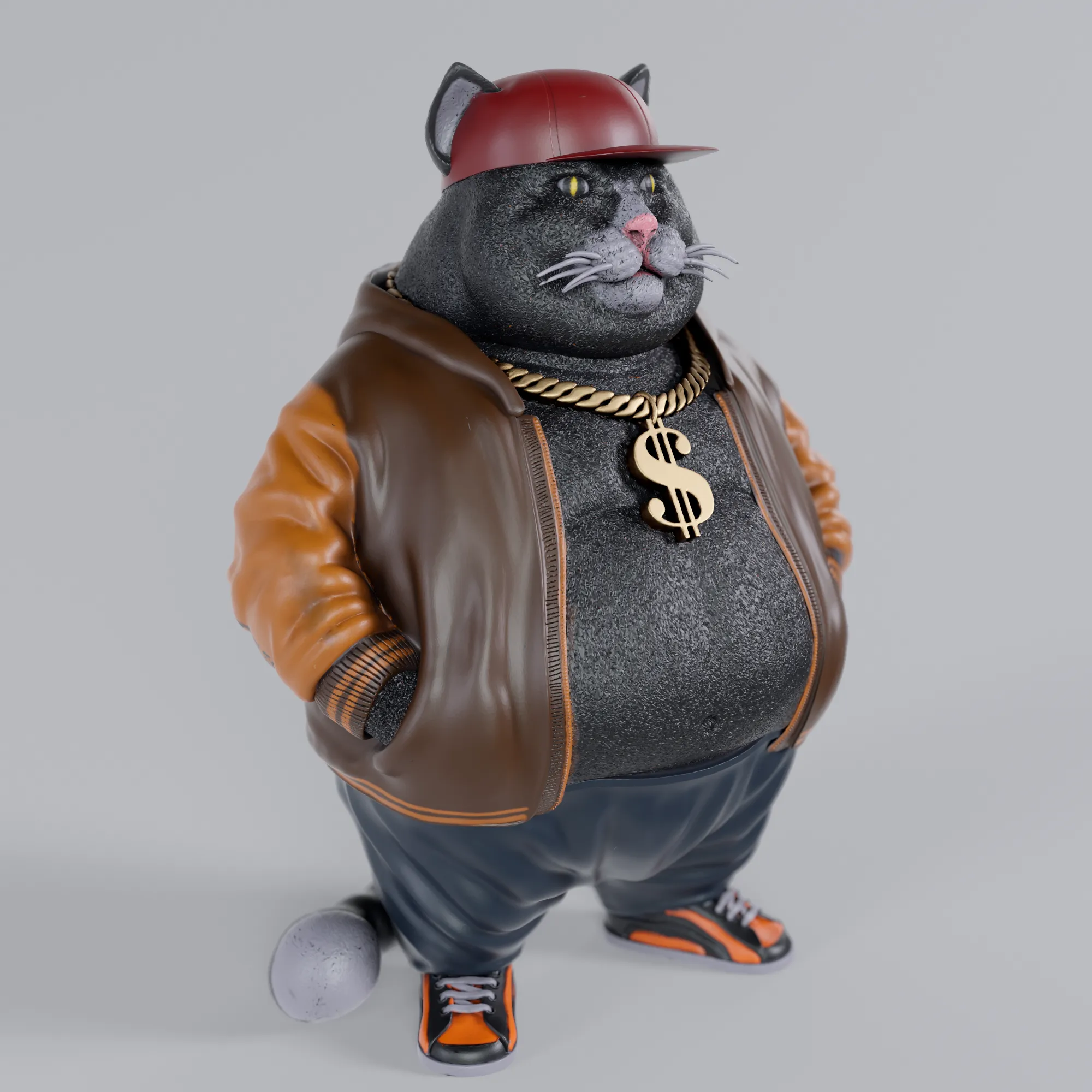 Characters & Creatures STL Download - FAT RAPPER CATby MirDraft