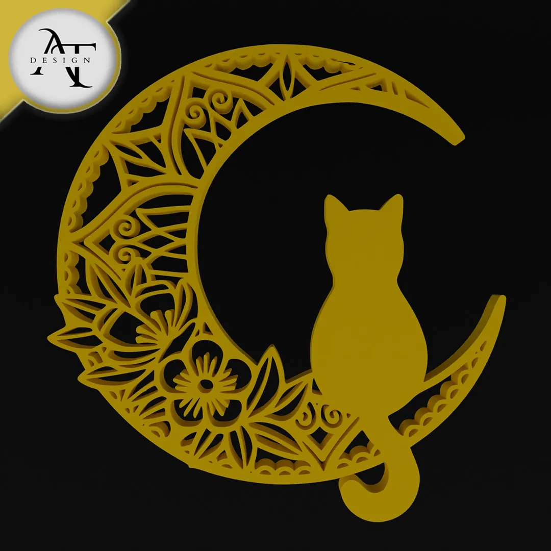 Home Decorations & Ornaments STL Download - Cat on the Moon ...