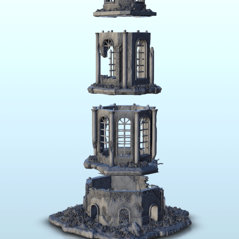 Ruined tower with large windows 6 - WW2 Terrain scenery | 3D models ...