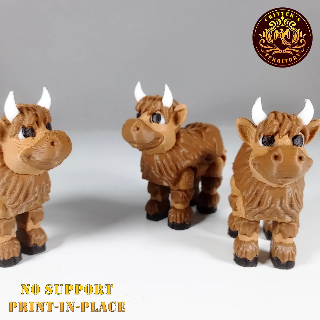 Characters & Creatures STL indir - Flexi Mini Highland Cow | No support ...
