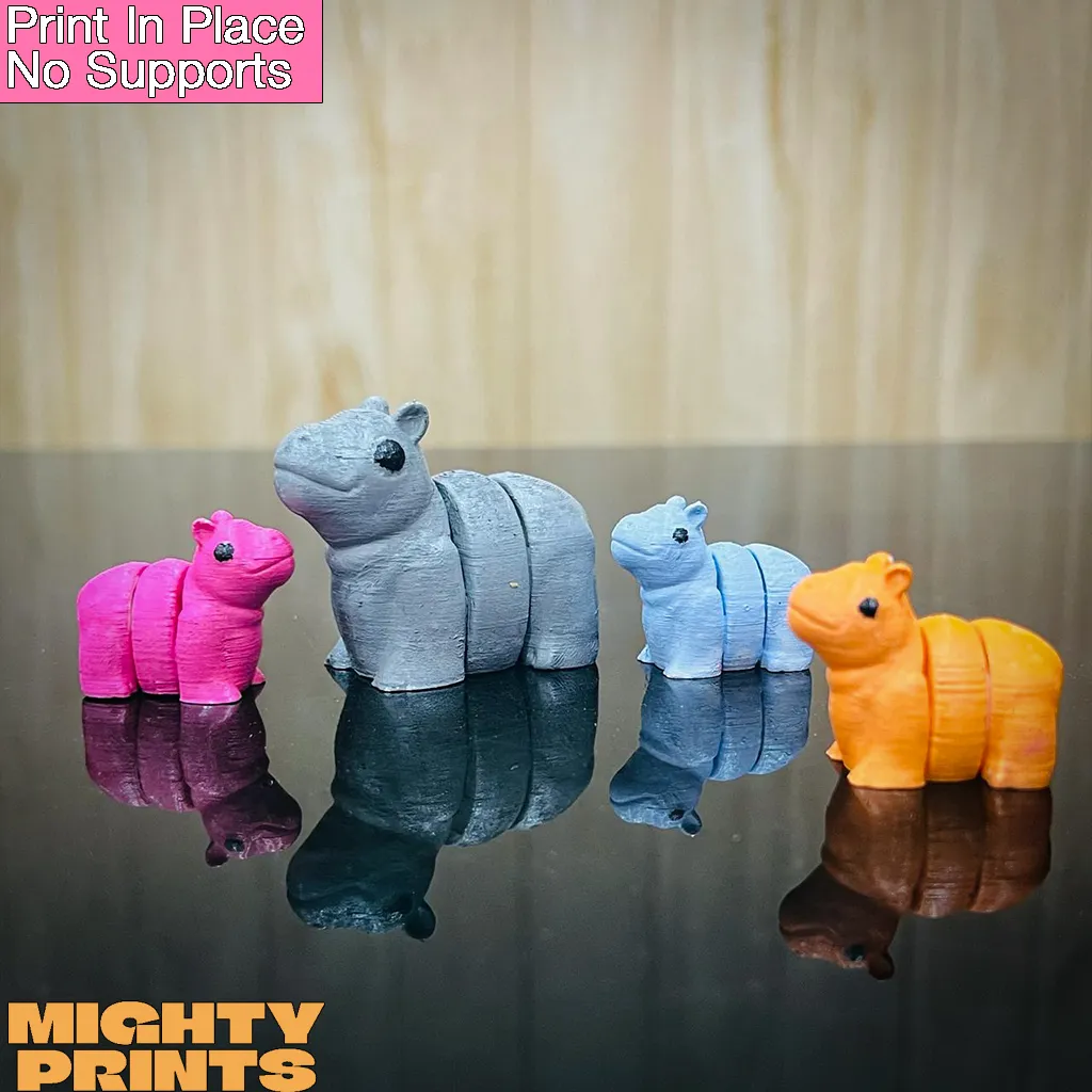 Other STL Download - Tiny hippo print in placeby Mighty prints