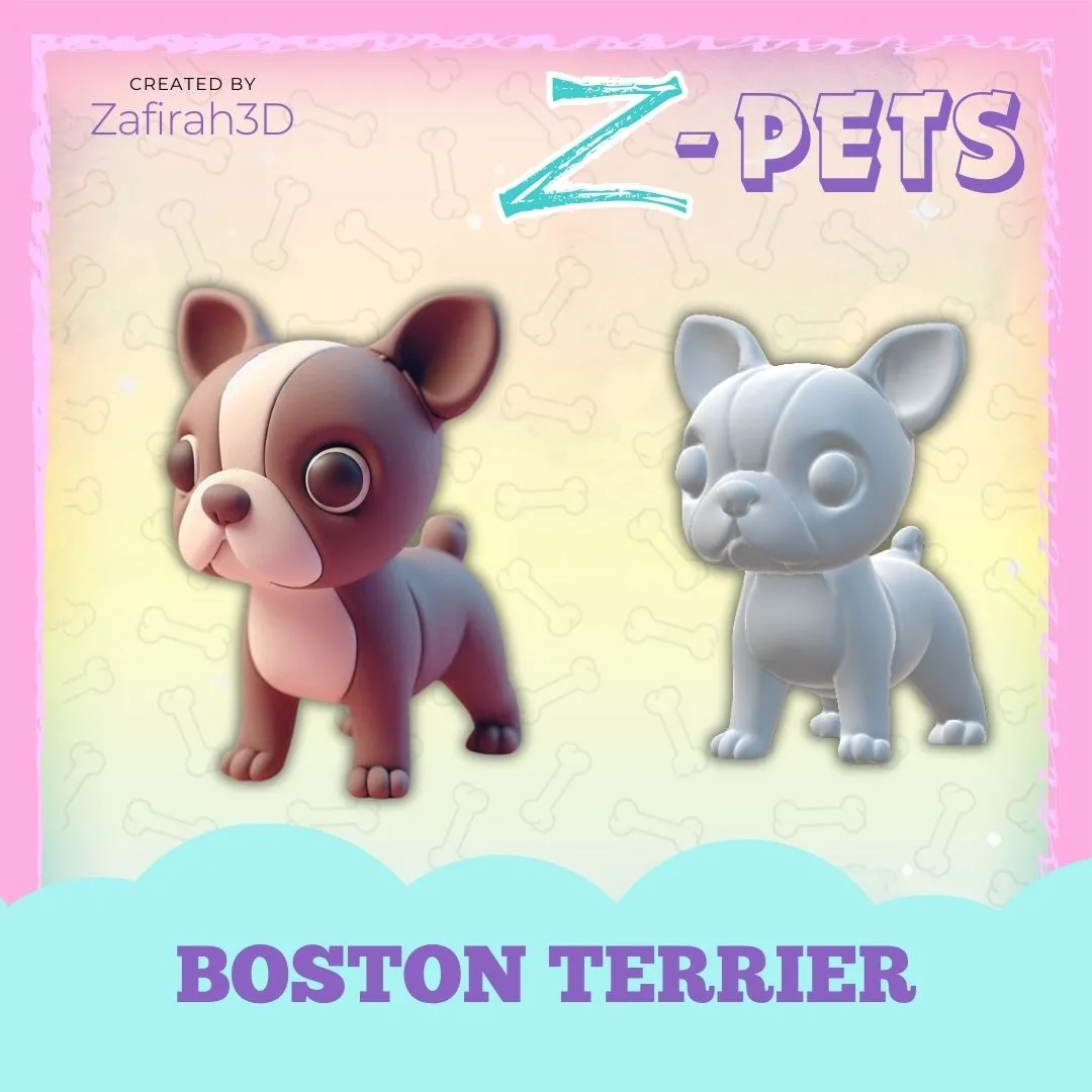 Characters & Creatures STL Download - Z-PETS BOSTON TERRIERby Zafirah ...
