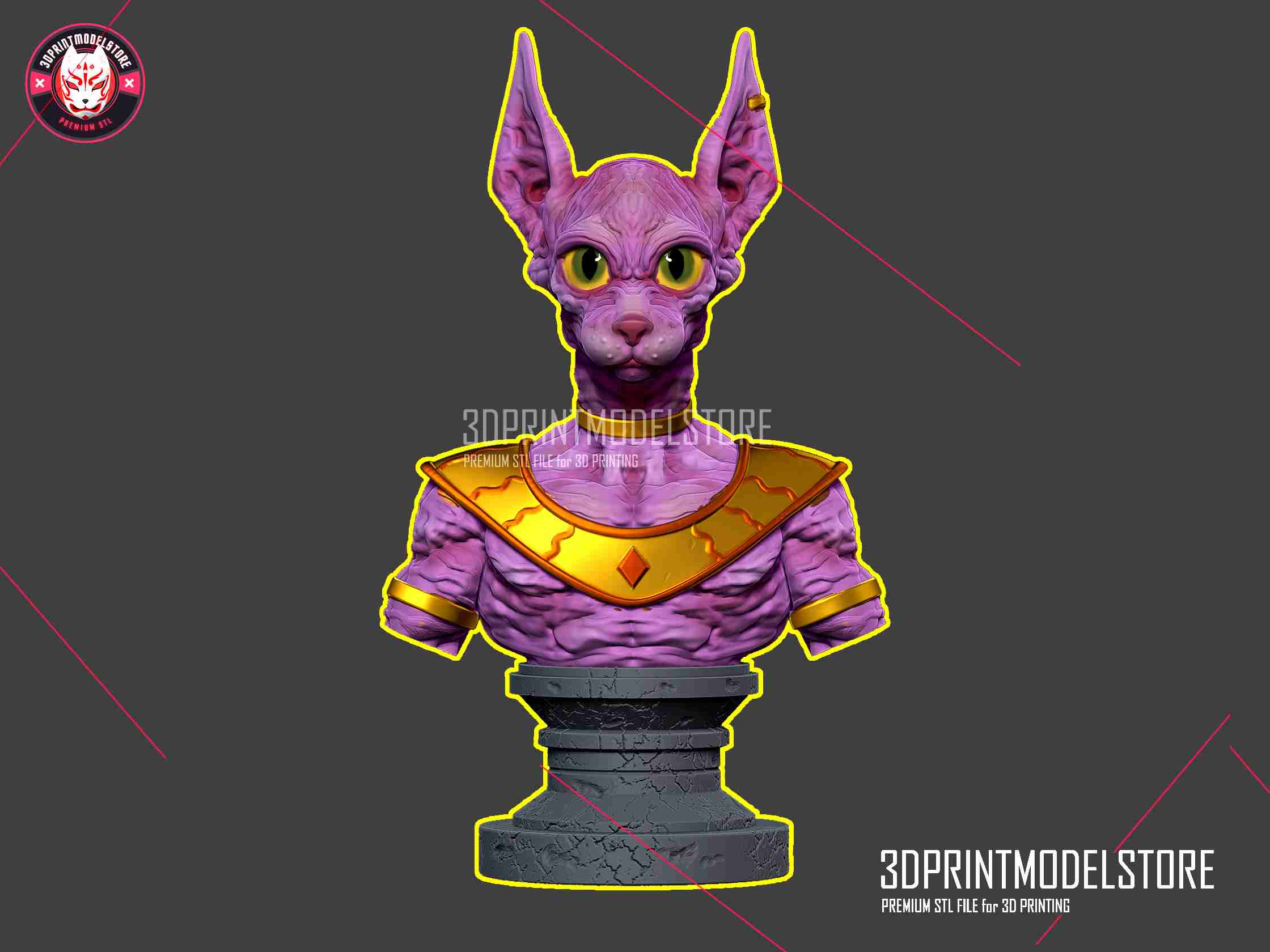 Beerus Sphynx Cat Miniature Bust Sculpture Toy | 3D models download ...