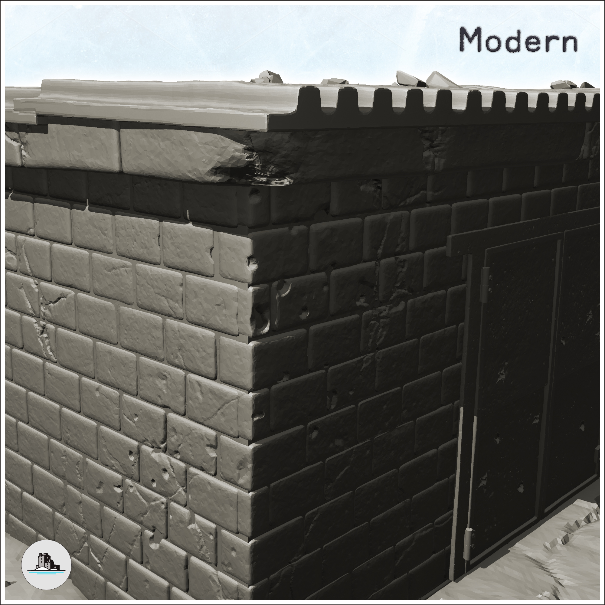 Damaged parking shed made of cinder blocks with car (6) | 3D models ...