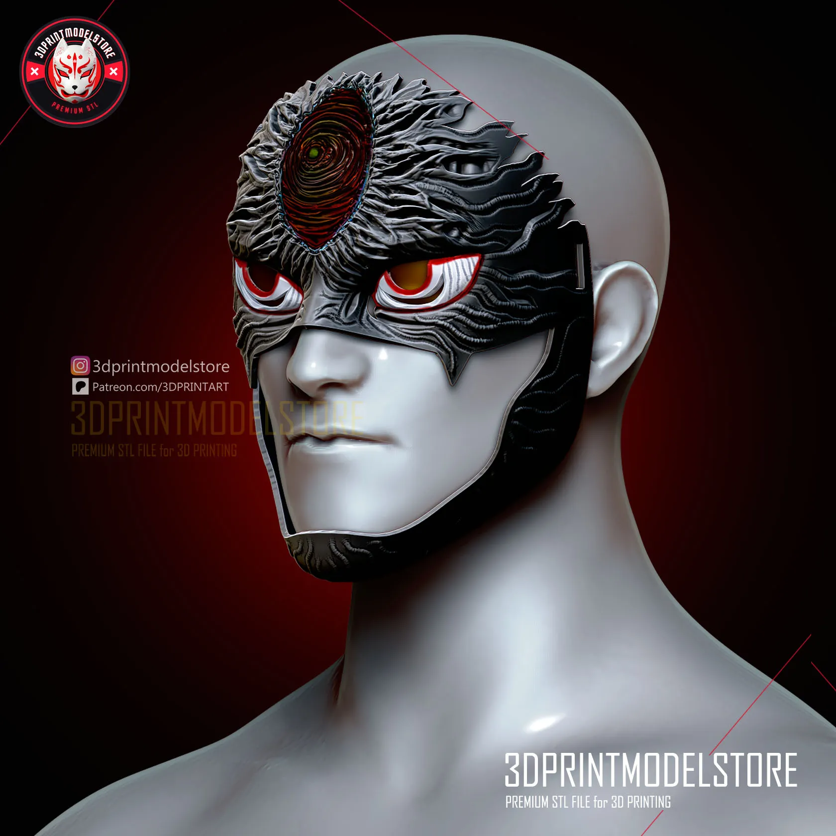 Cosplay STL Download - Evil Eye Dandadan Cosplay Mask - Anime Props ...