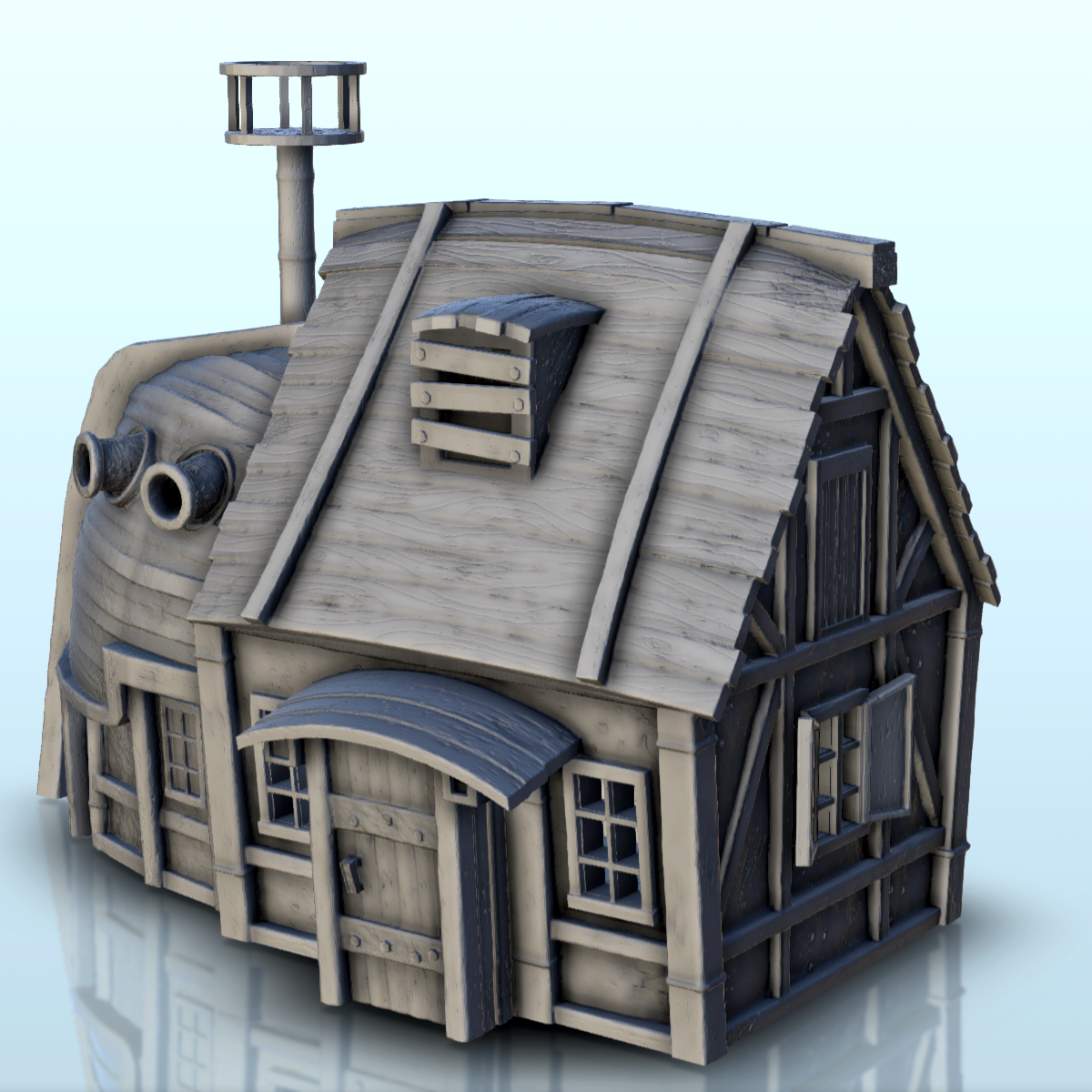Pirate house with wooden mast (5) - scenery medieval miniatu | 3D ...