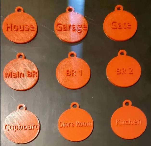 Badges & Coins STL Download - Labelled Round Key Tagsby UT3DesignAU