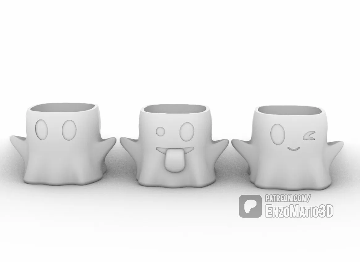 Other STL Download - cute funny ghosts - planter, pencil holder - STL ...