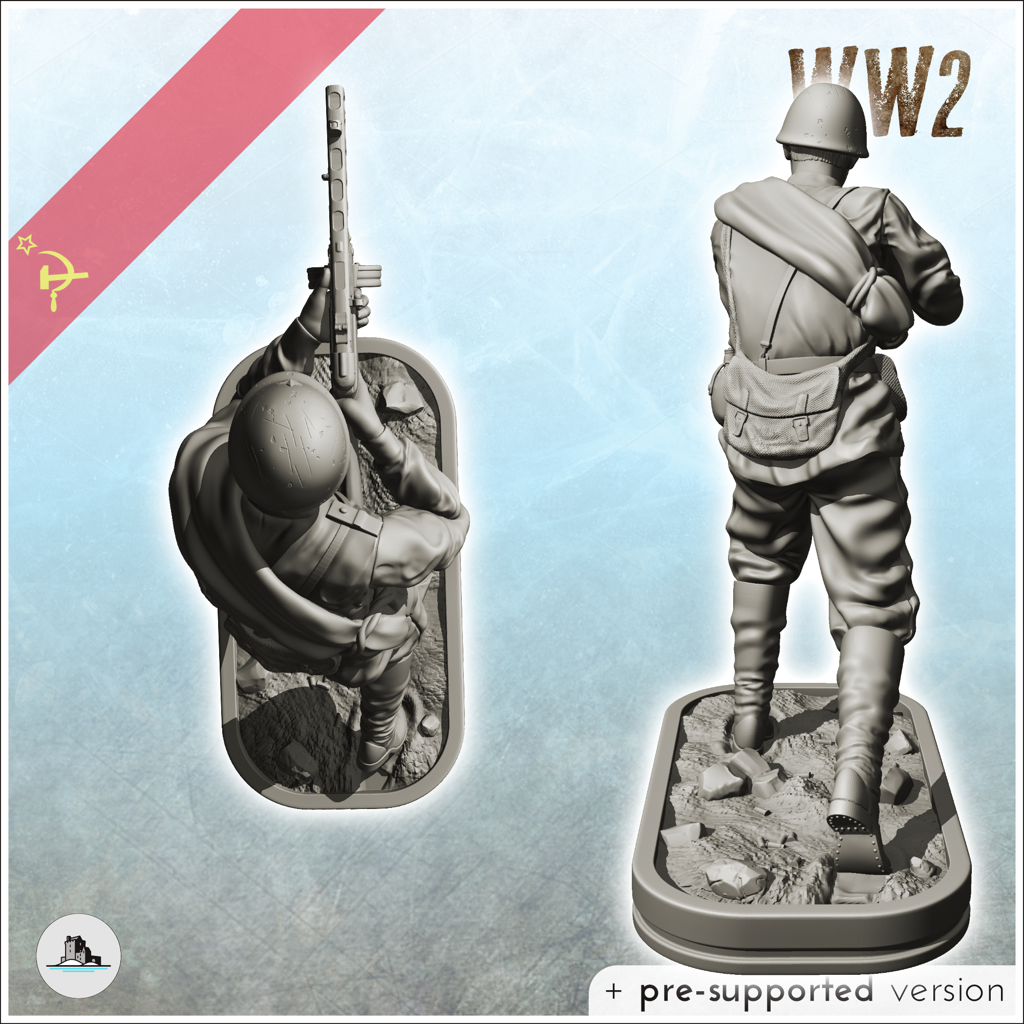 Soviet storm trooper running with PPSh-41 (4) - WW2 Terrain | 3D models ...
