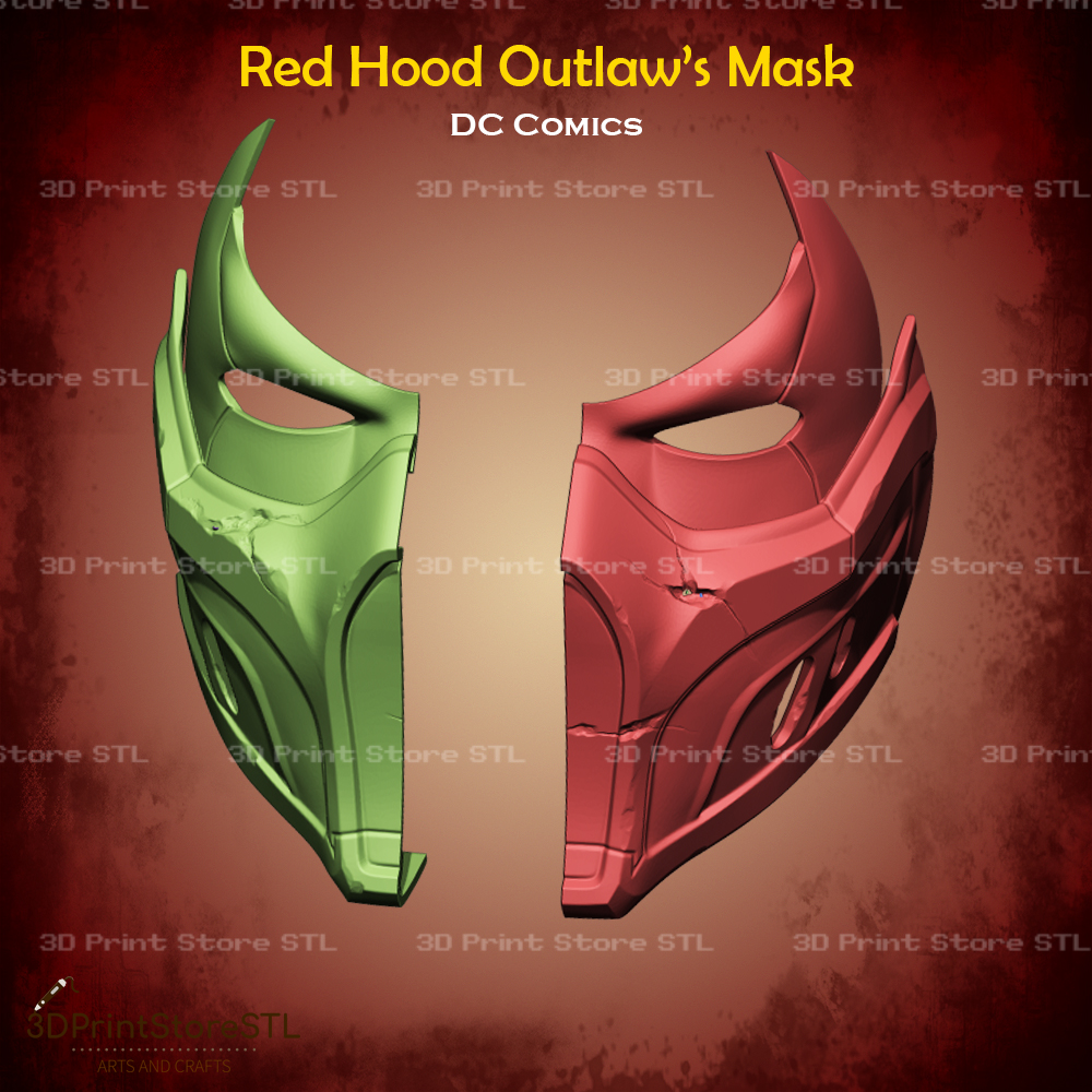 Red Hood Outlaw Mask Cosplay DC Comics - STL File | 3D models download ...