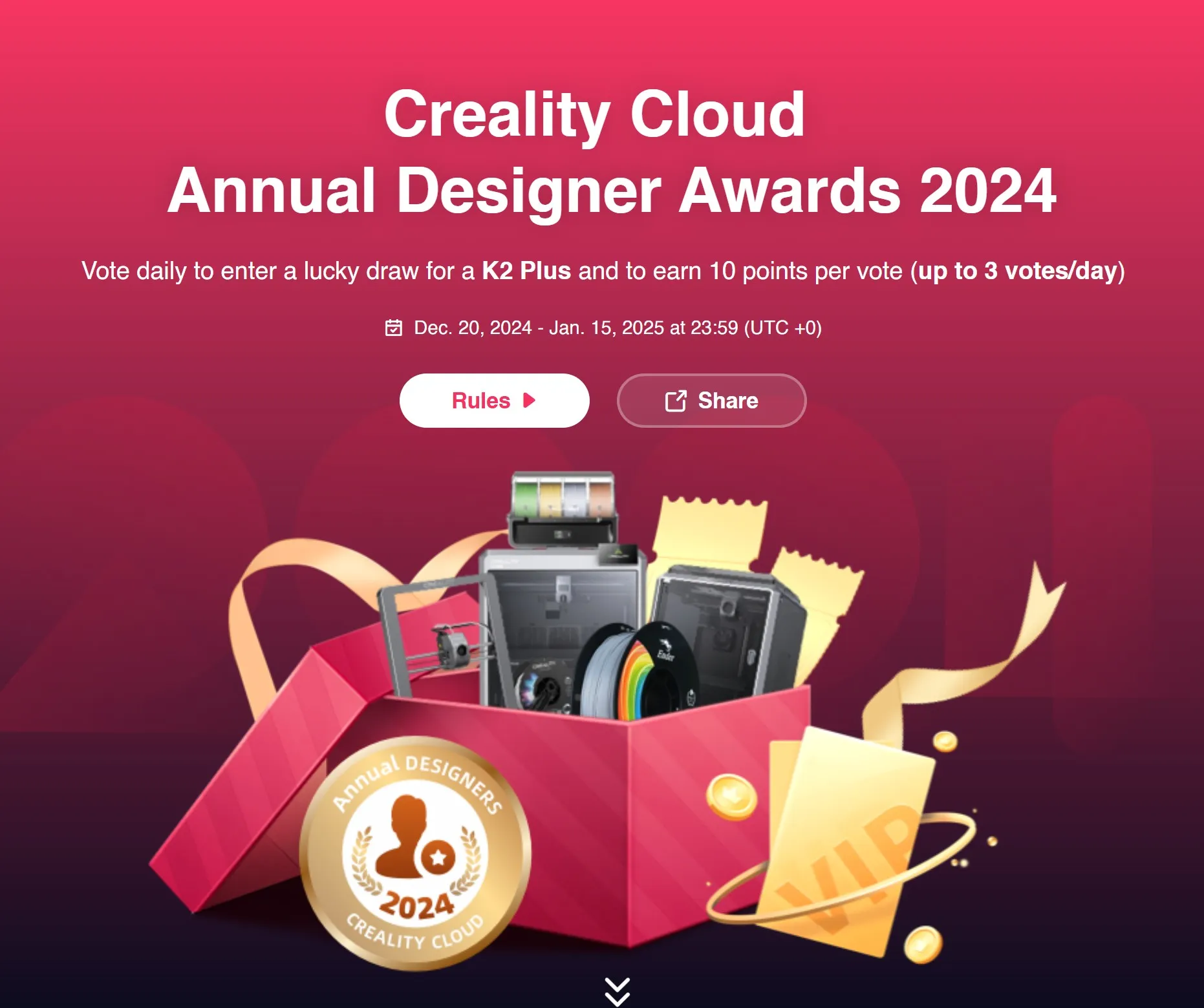 2024 Creality Cloud Annual Designer Awards https://m.crealitycloud.com/en/annual-designers-2024 ...