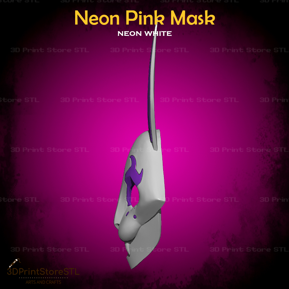 Pink Mask Cosplay Neon White Game - STL File | 3D models download ...