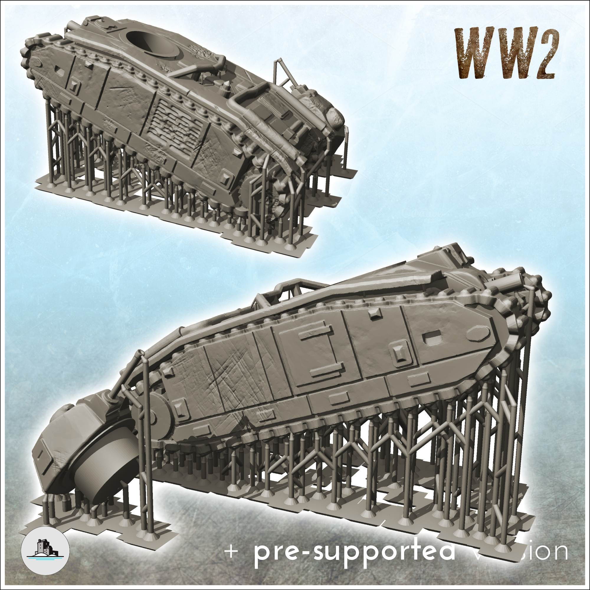 B1-bis French tank - terrain WW2 scenery historical mini | 3D models ...