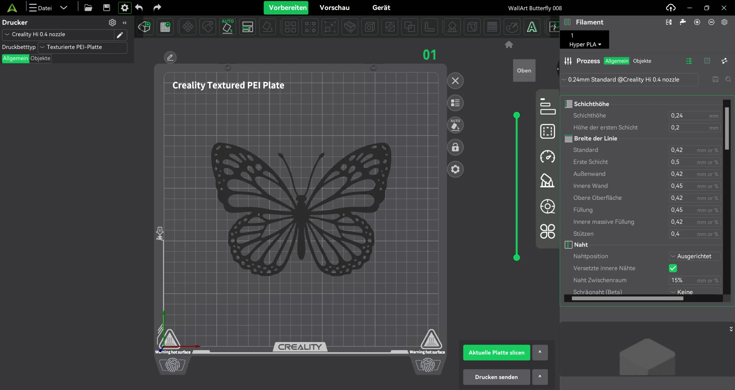 3D Printer Files | 3MF File | WallArt Butterfly 008 | Creality Cloud