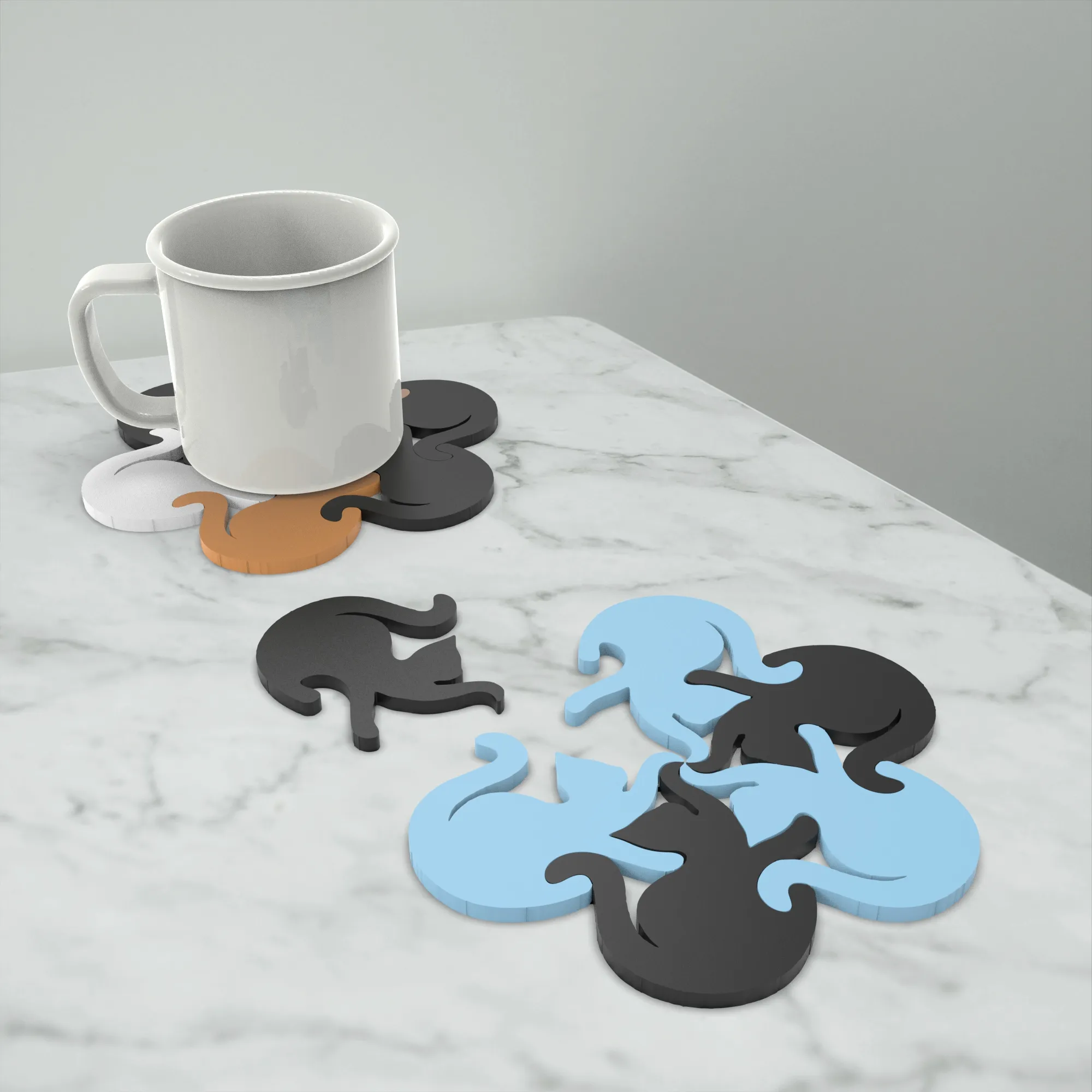 Other STL Download - Cute Cat Coaster, Intertwined Design Coaster, Cat ...