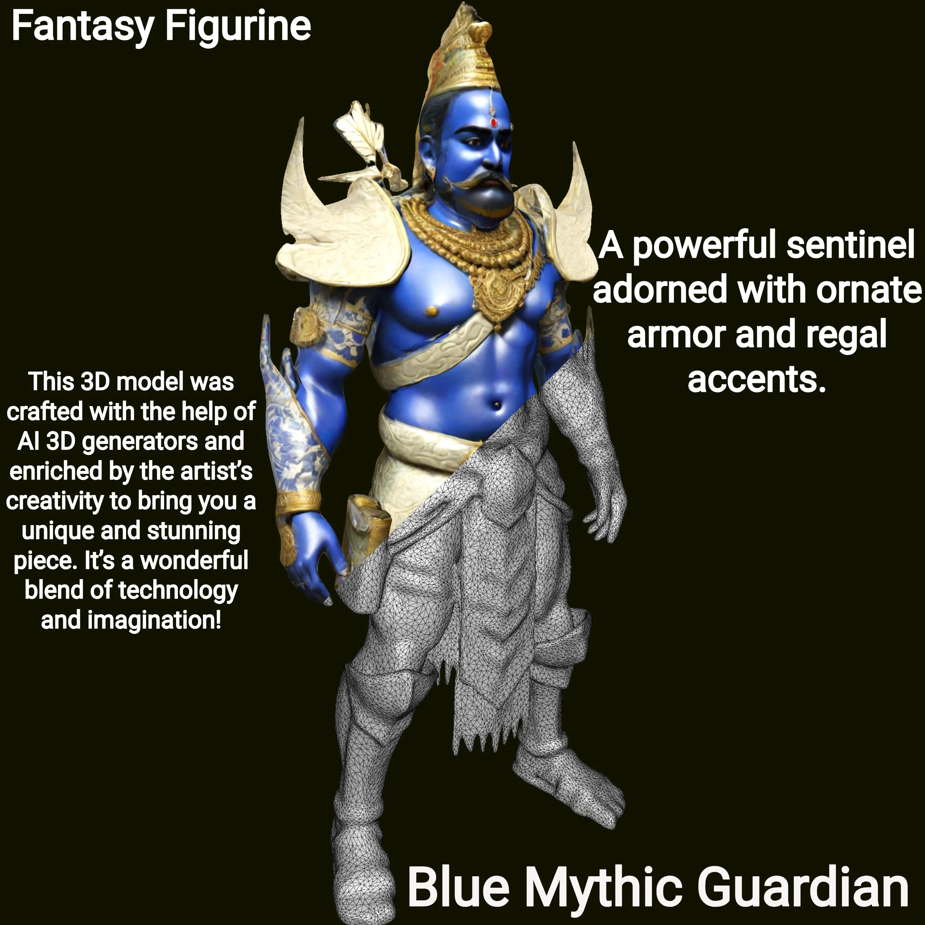 Characters & Creatures STL Download - Blue Mythic Guardianby MR AnyCAD