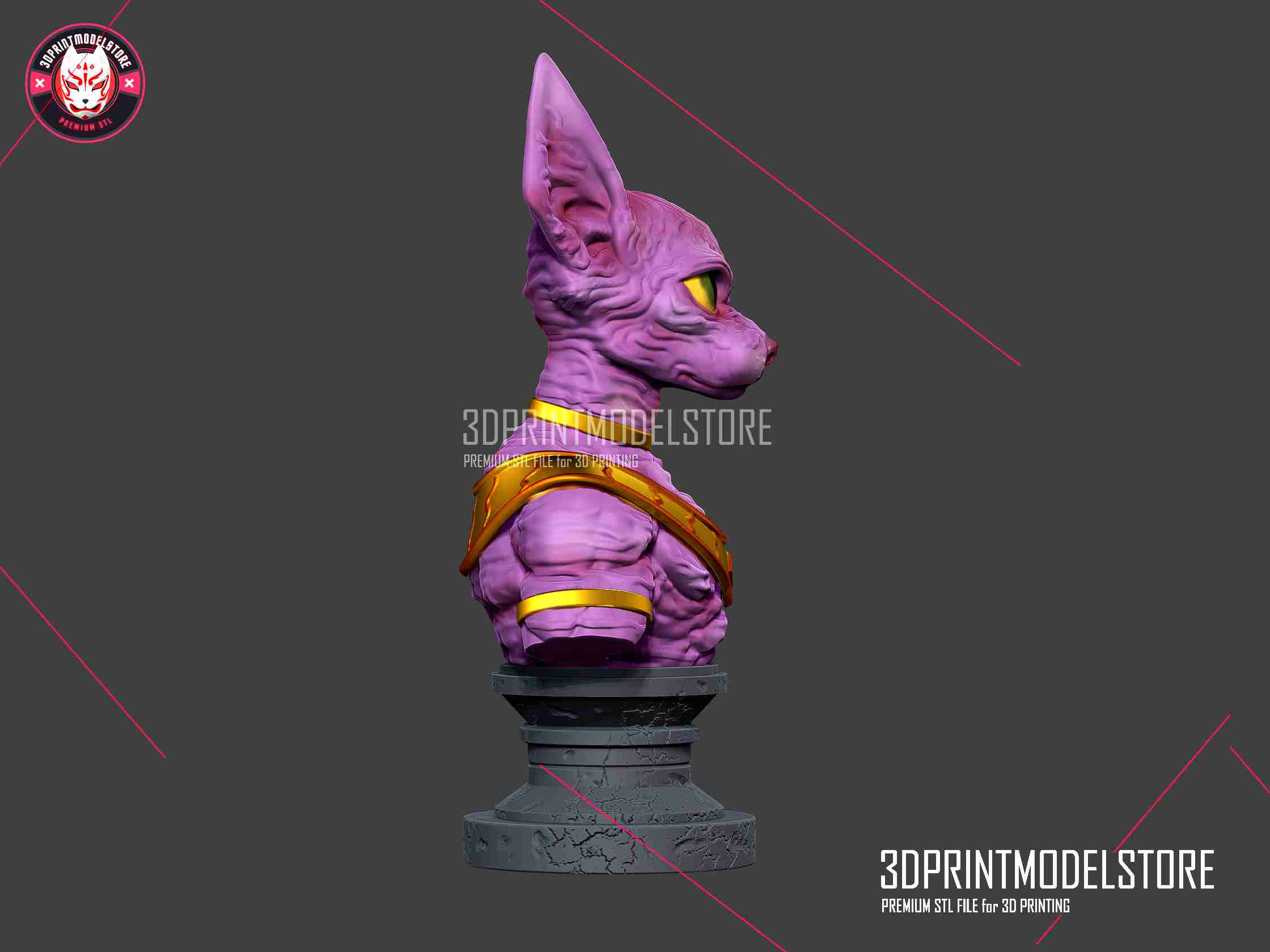 Beerus Sphynx Cat Miniature Bust Sculpture Toy | 3D models download ...