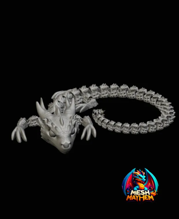 Characters & Creatures STL Descarga - Articulated Dragon 33 - Mesh Mayhem