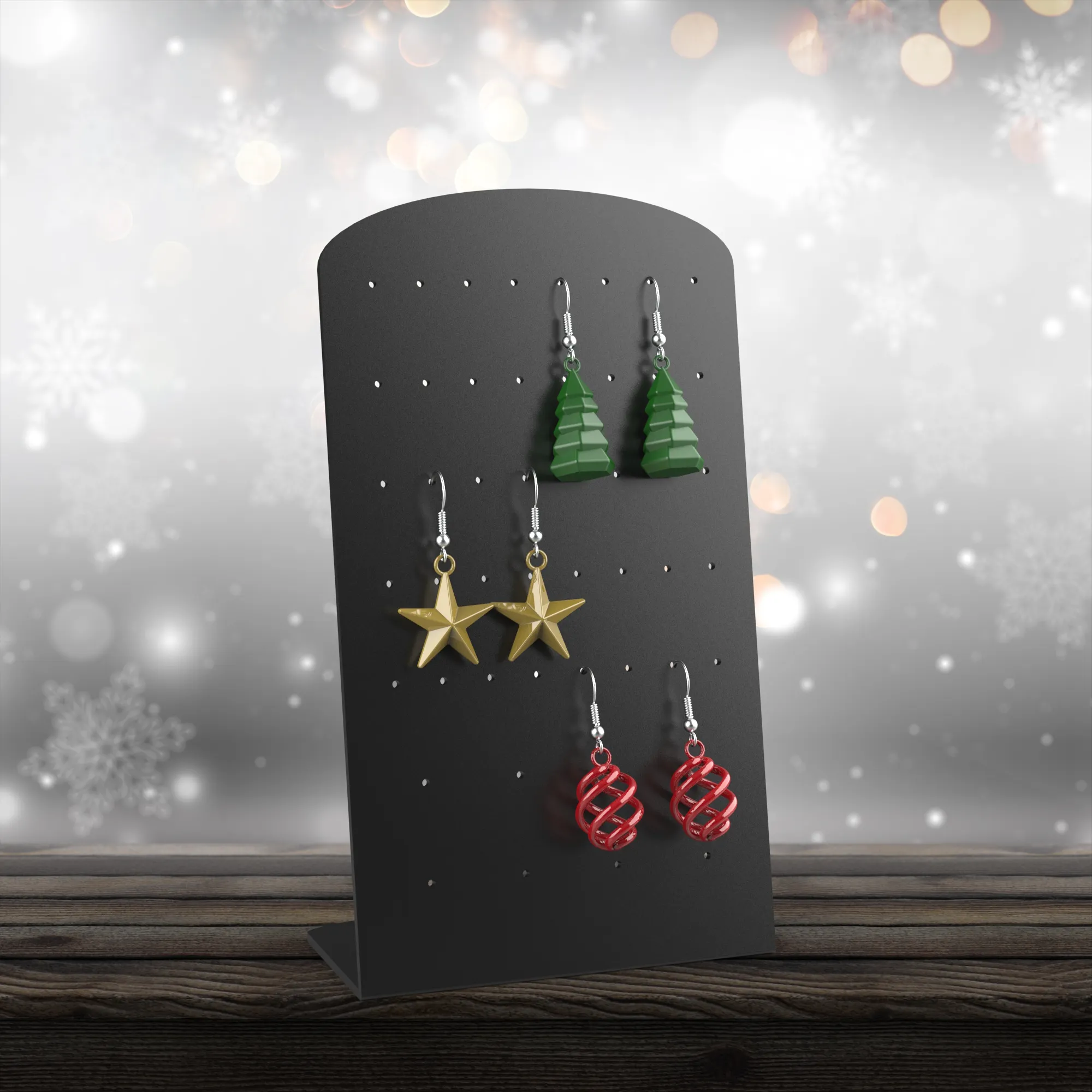 Jewelry & Accessories STL Download - 3D Christmas Earrings Set, 3 pairs ...