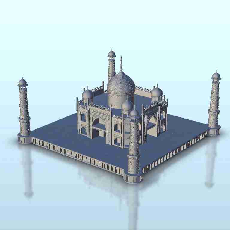 Taj Mahal Indian Mausoleum with minarets - miniatures warham | 3D ...