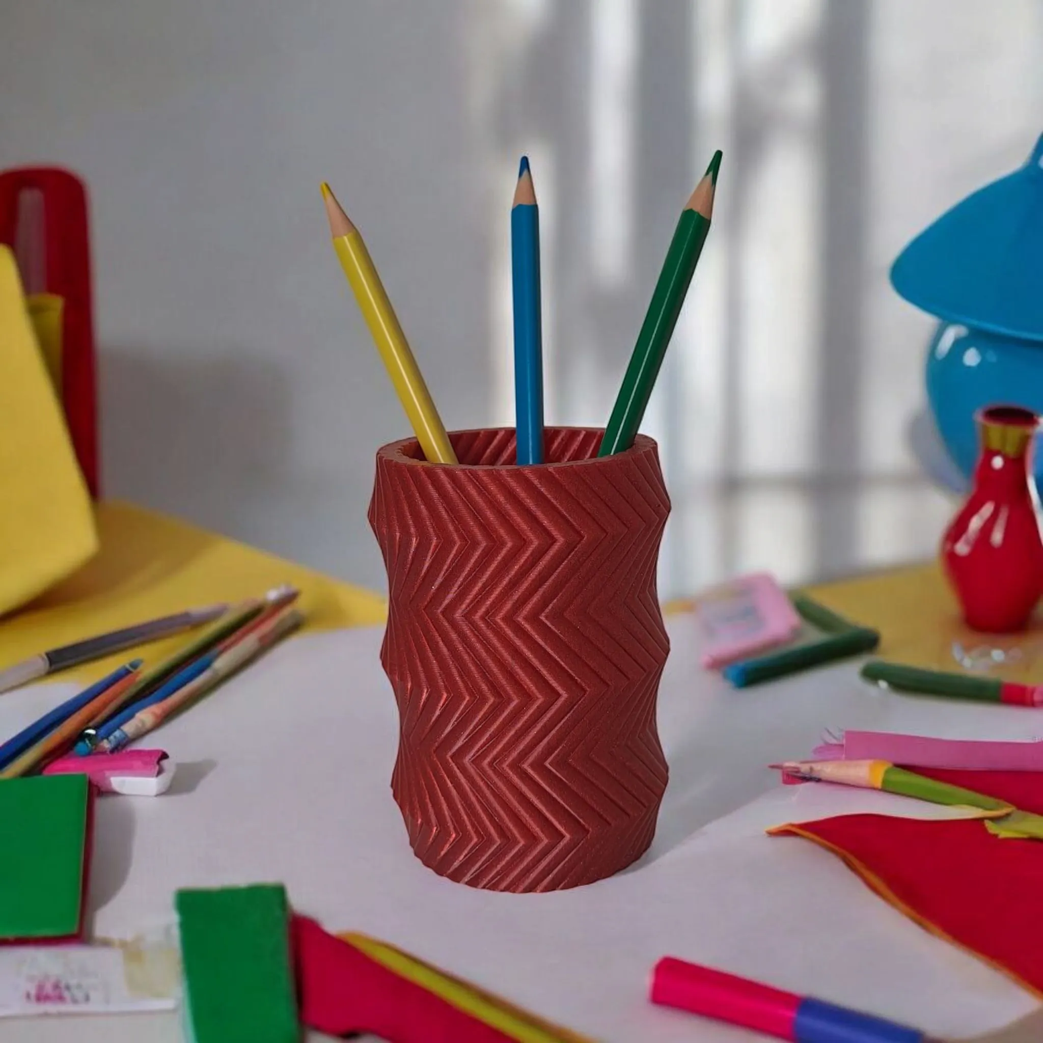 3D Printer Files | 3MF File | Ribbed Pencil Holder or Toothbrush Cup ...