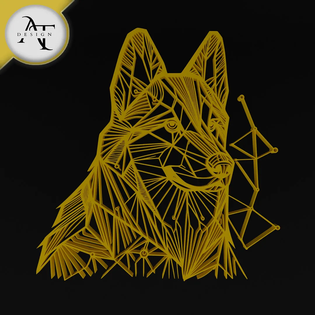 Home Decorations & Ornaments STL Download - Wolf - Geometric - 2D Wall ...