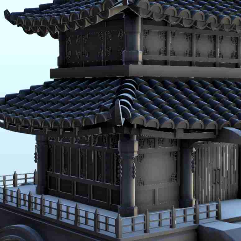 Asian building with one floor on grand staircase 8 - Japan C | 3D模型下载 | 创想云