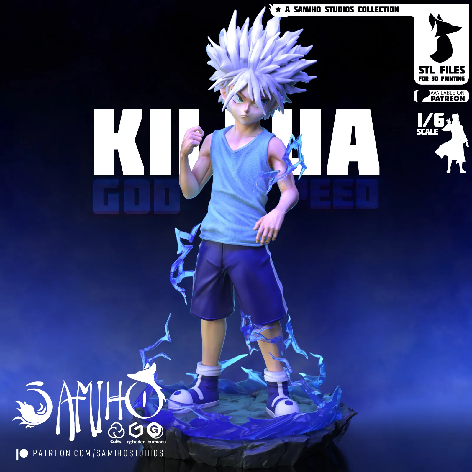 Characters & Creatures STL Download - Samiho Studios - Killua God Speed ...