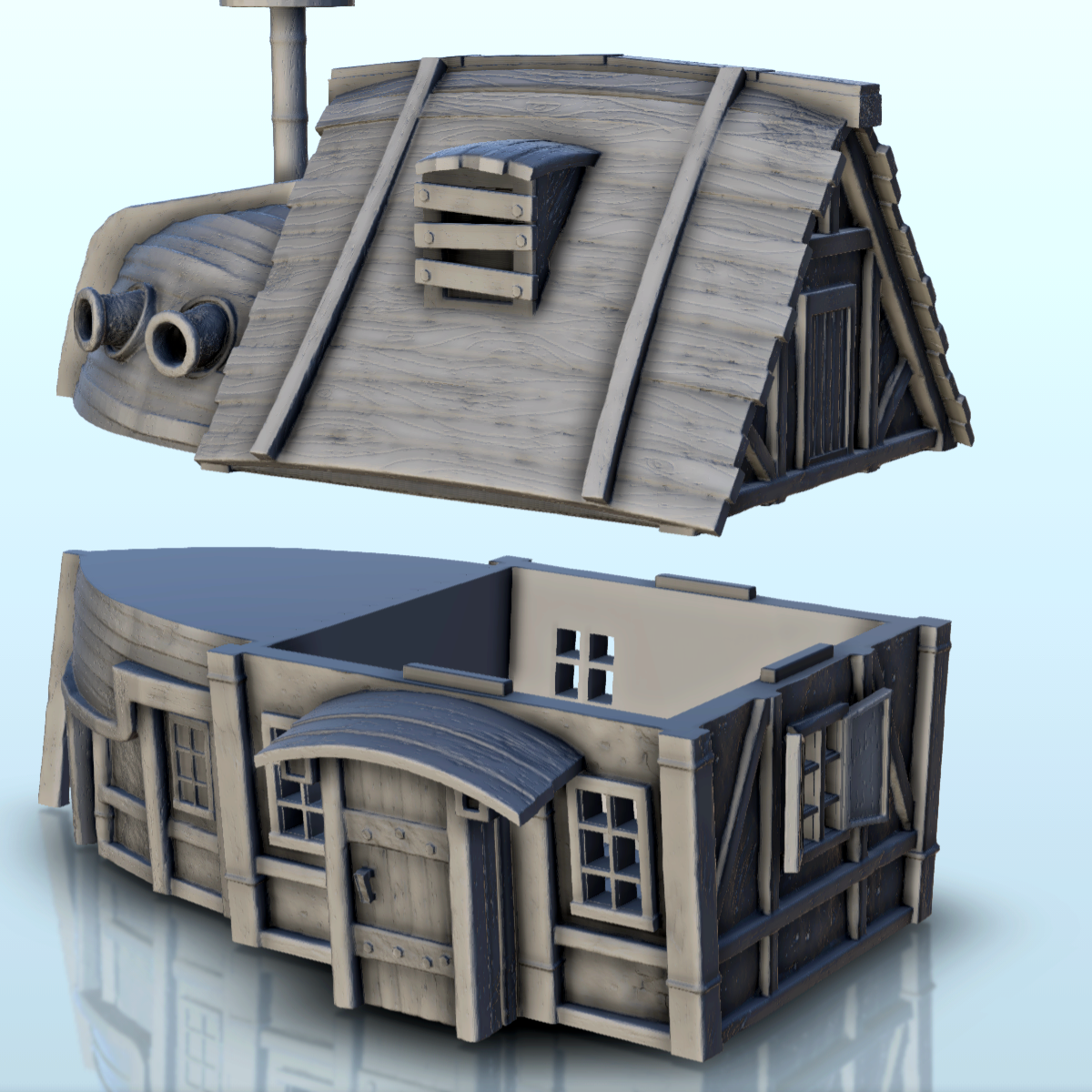Pirate house with wooden mast (5) - scenery medieval miniatu | 3D ...