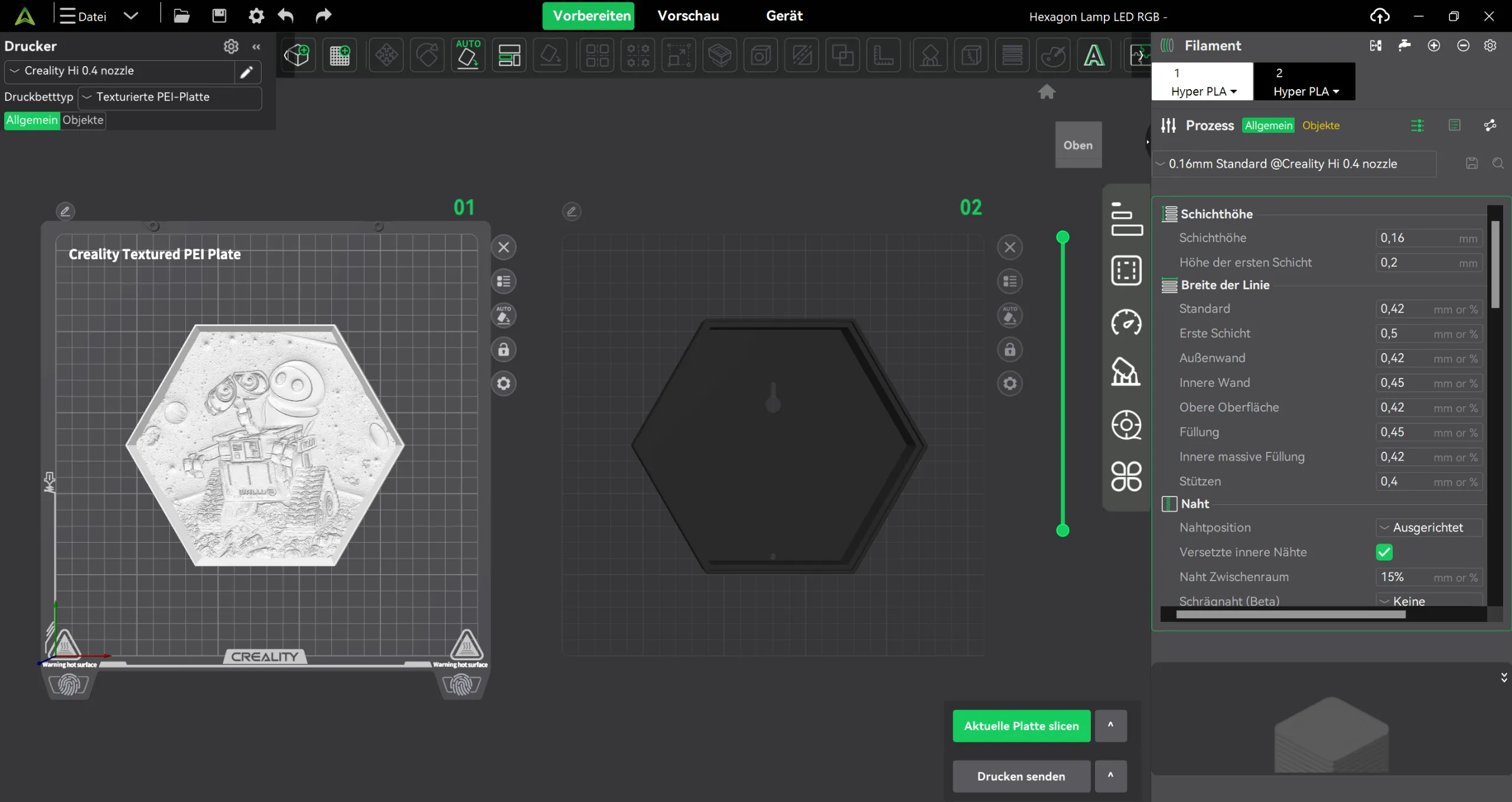 3D Printer Files | 3MF File | Hexagon Lamp LED RGB - Wall-E 001 ...