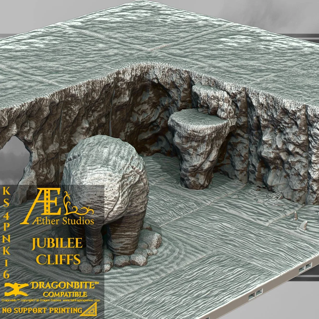 Props & Terrain STL Download - KS4PNK16 - Jubilee Cliffsby Aether Studios